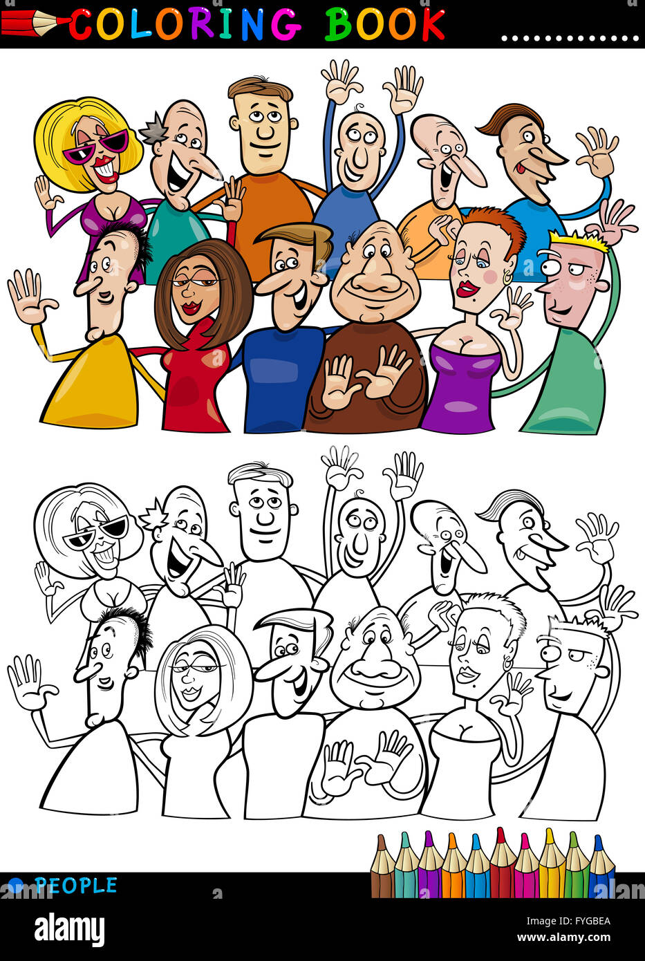 Happy People group for coloring Stock Photo - Alamy