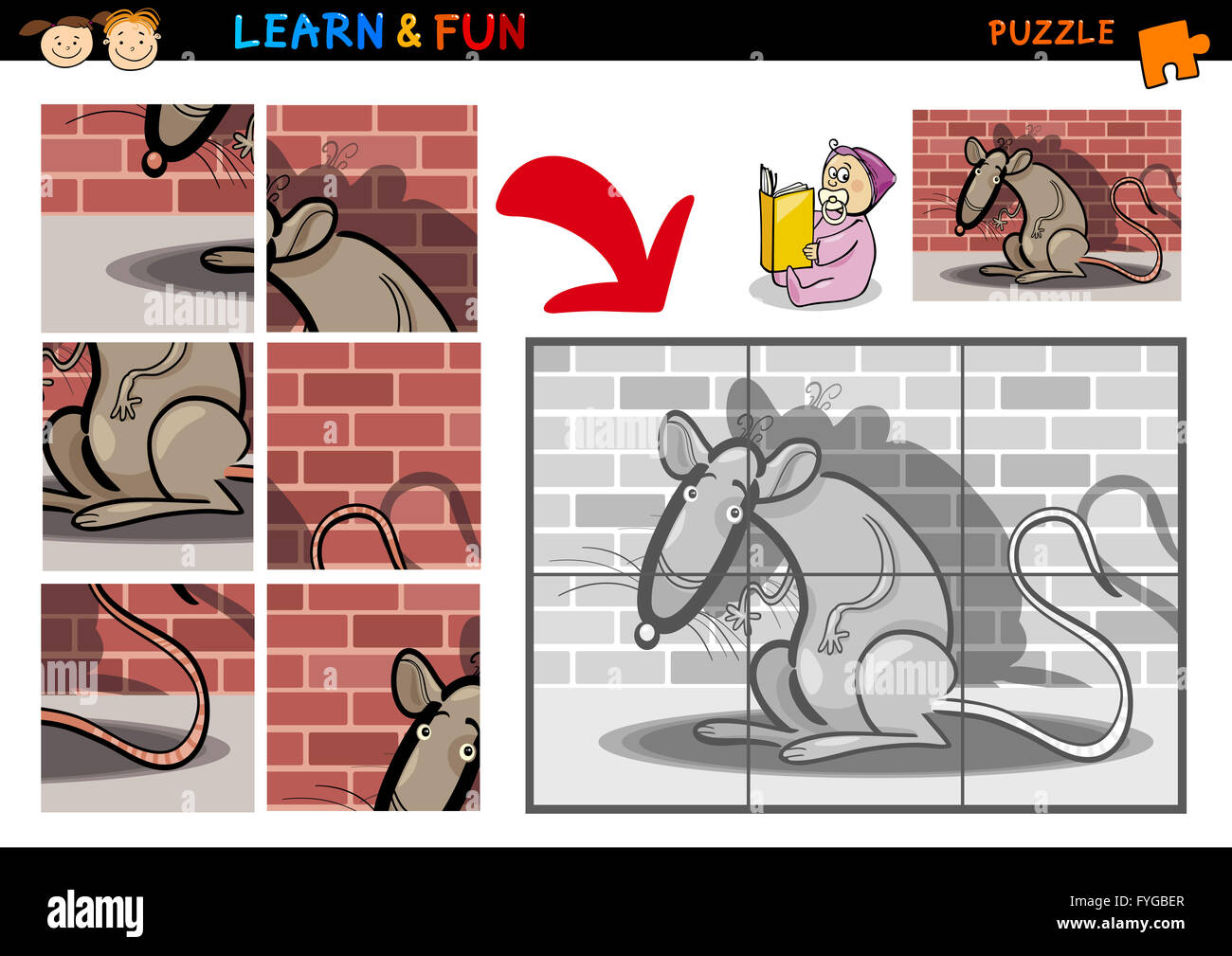 Cartoon rat puzzle game Stock Photo - Alamy