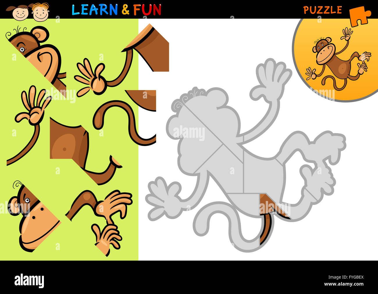 Cartoon monkey puzzle game Stock Photo - Alamy