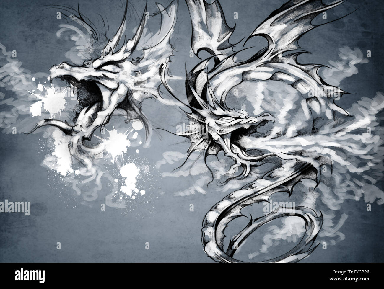 Art skull dragons hi-res stock photography and images - Alamy