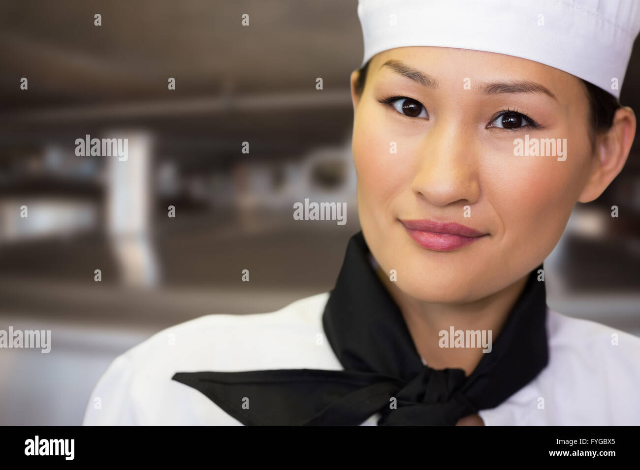 Composite image of closeup portrait of a smiling female cook Stock ...