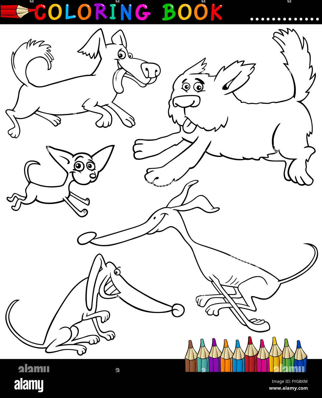 Cartoon dogs puppies coloring book hi-res stock photography and images ...