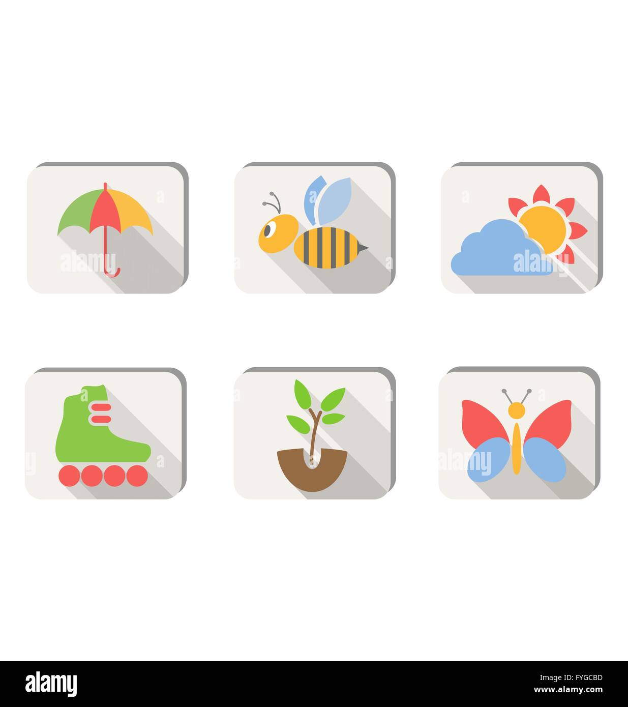 Spring icons buttons isolated on white Stock Vector Image & Art - Alamy