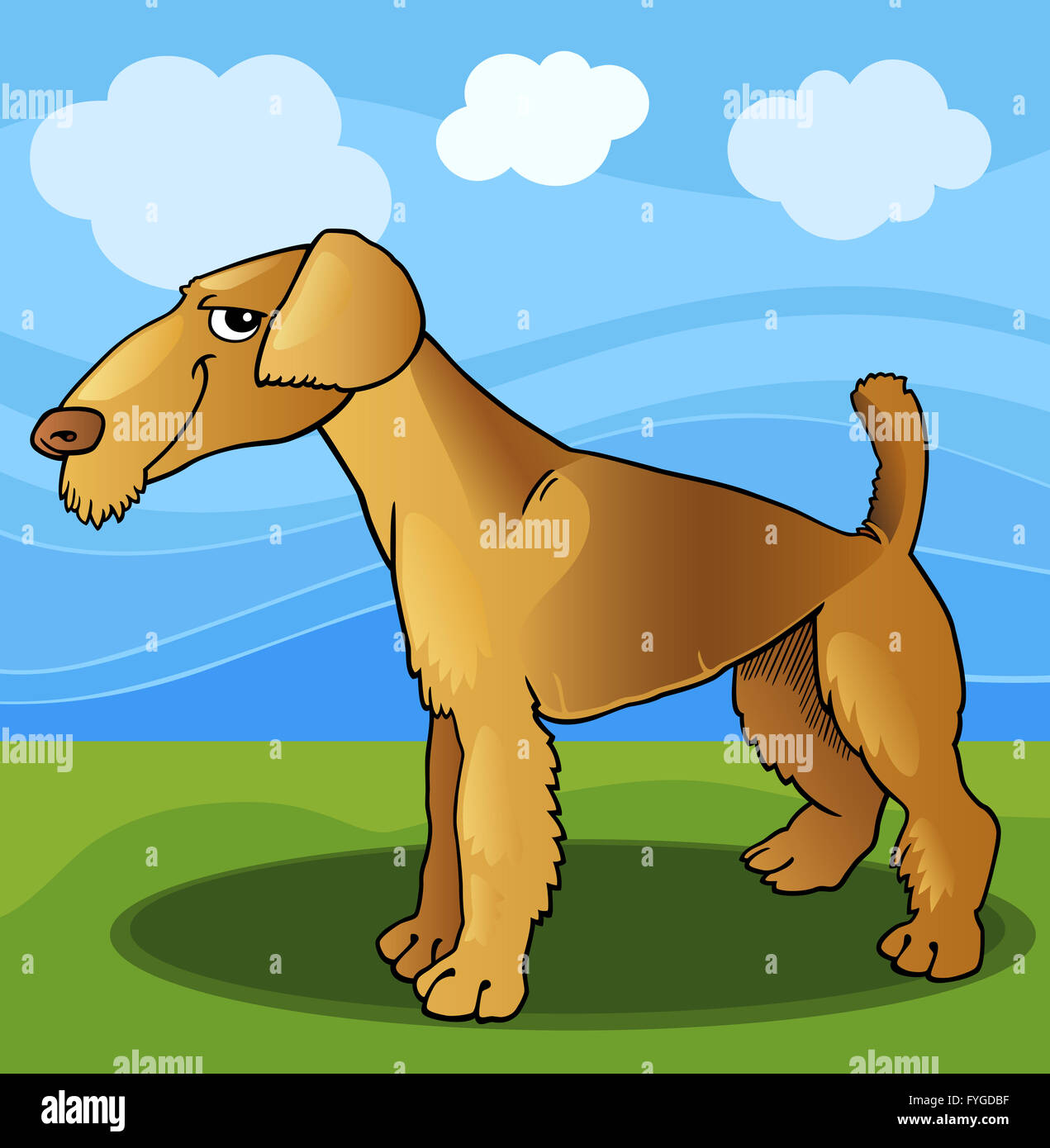 airedale terrier dog cartoon illustration Stock Photo - Alamy