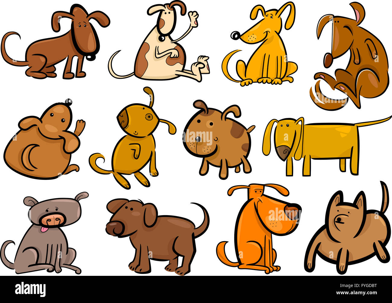cartoon dogs or puppies big set Stock Photo - Alamy