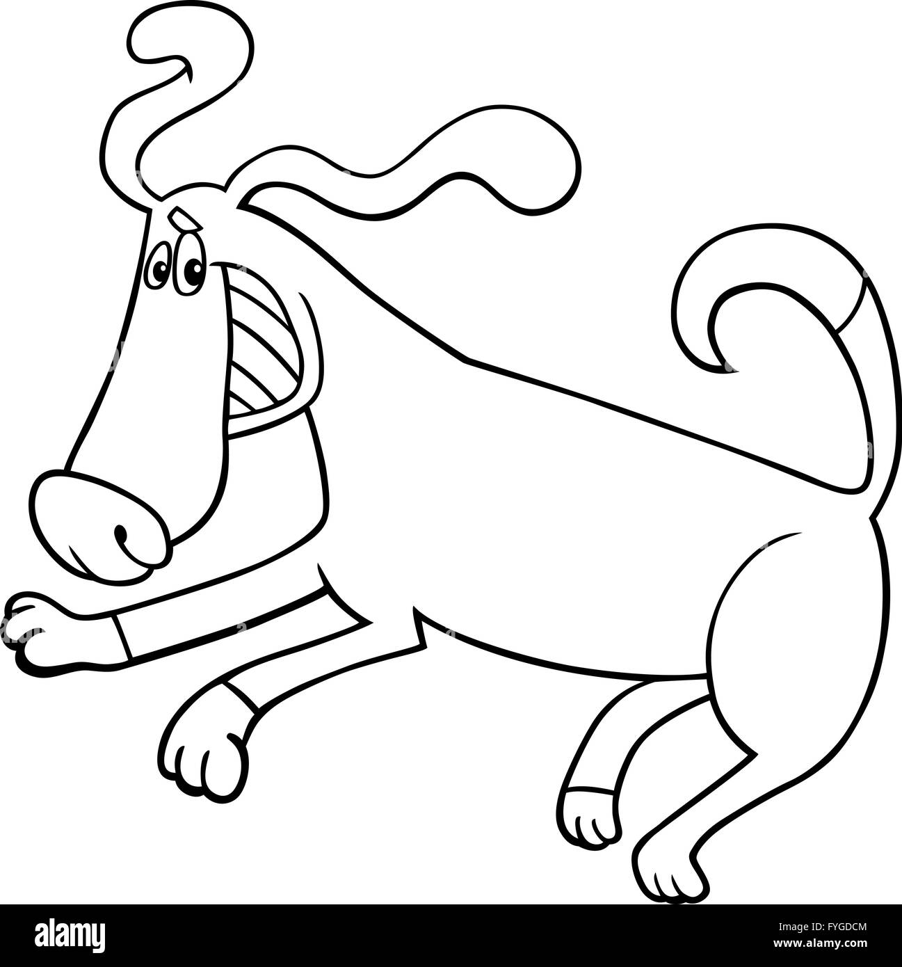 playful dog cartoon for coloring book Stock Photo - Alamy