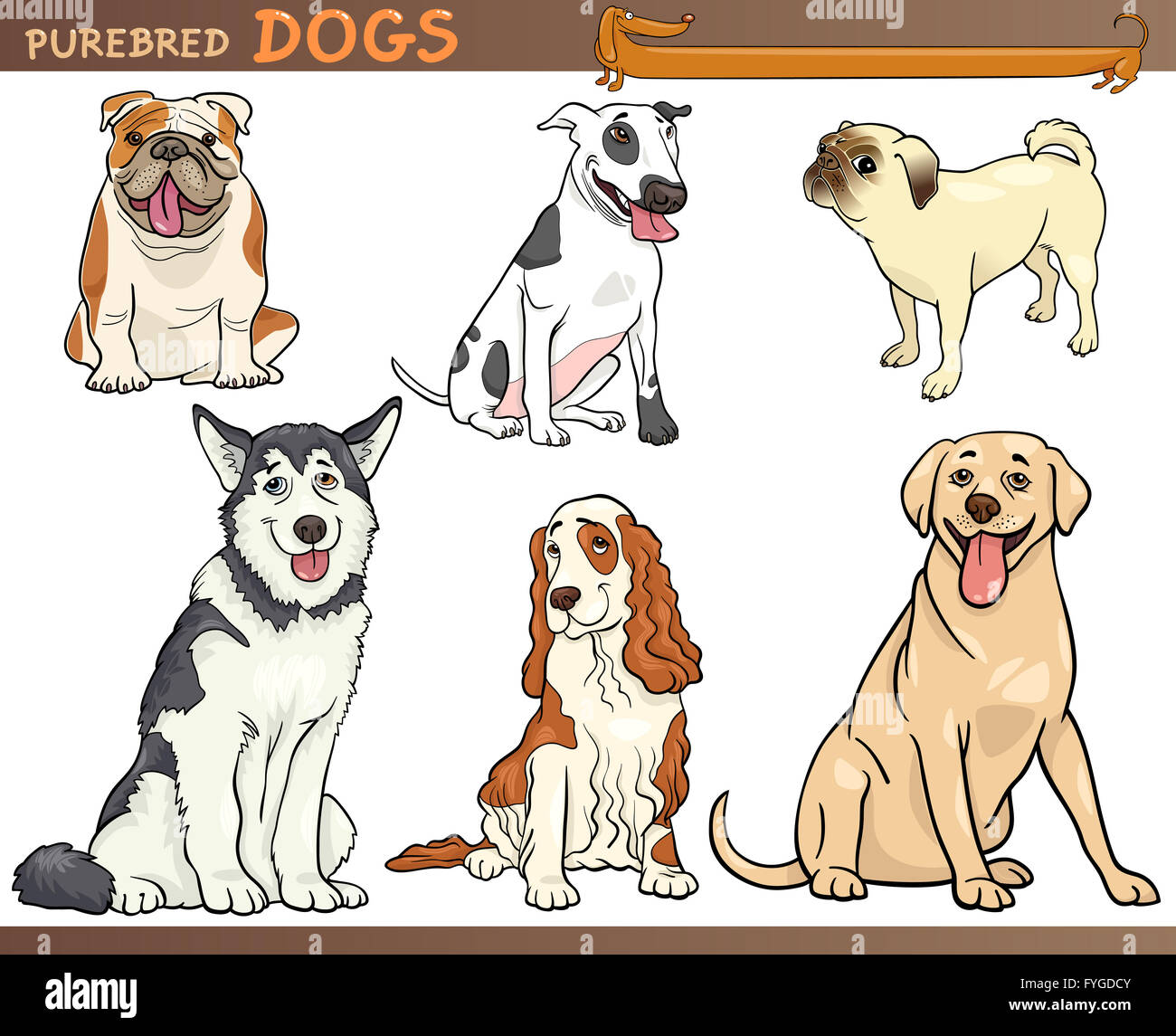 purebred dogs cartoon illustration set Stock Photo - Alamy