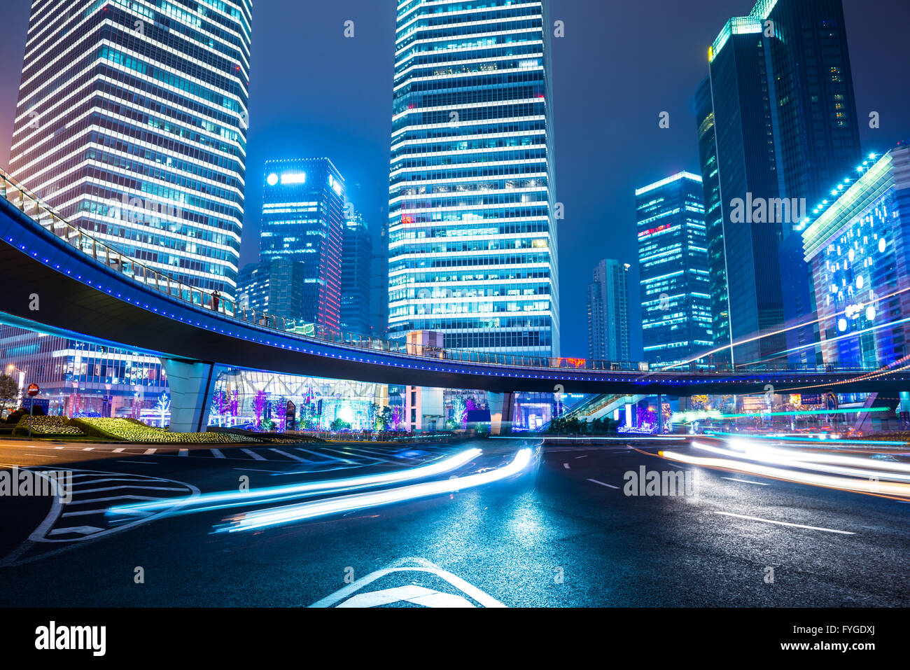 night scene of modern city Stock Photo - Alamy
