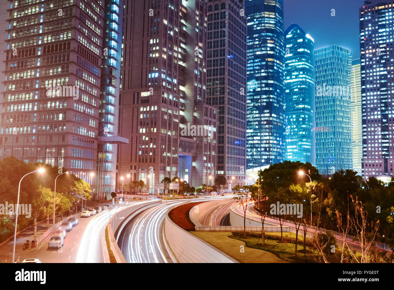 night scene of modern city Stock Photo - Alamy