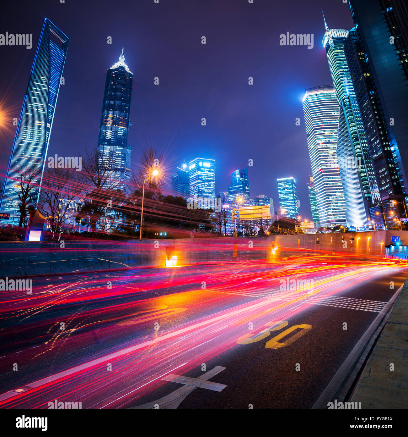 night scene of modern city Stock Photo - Alamy