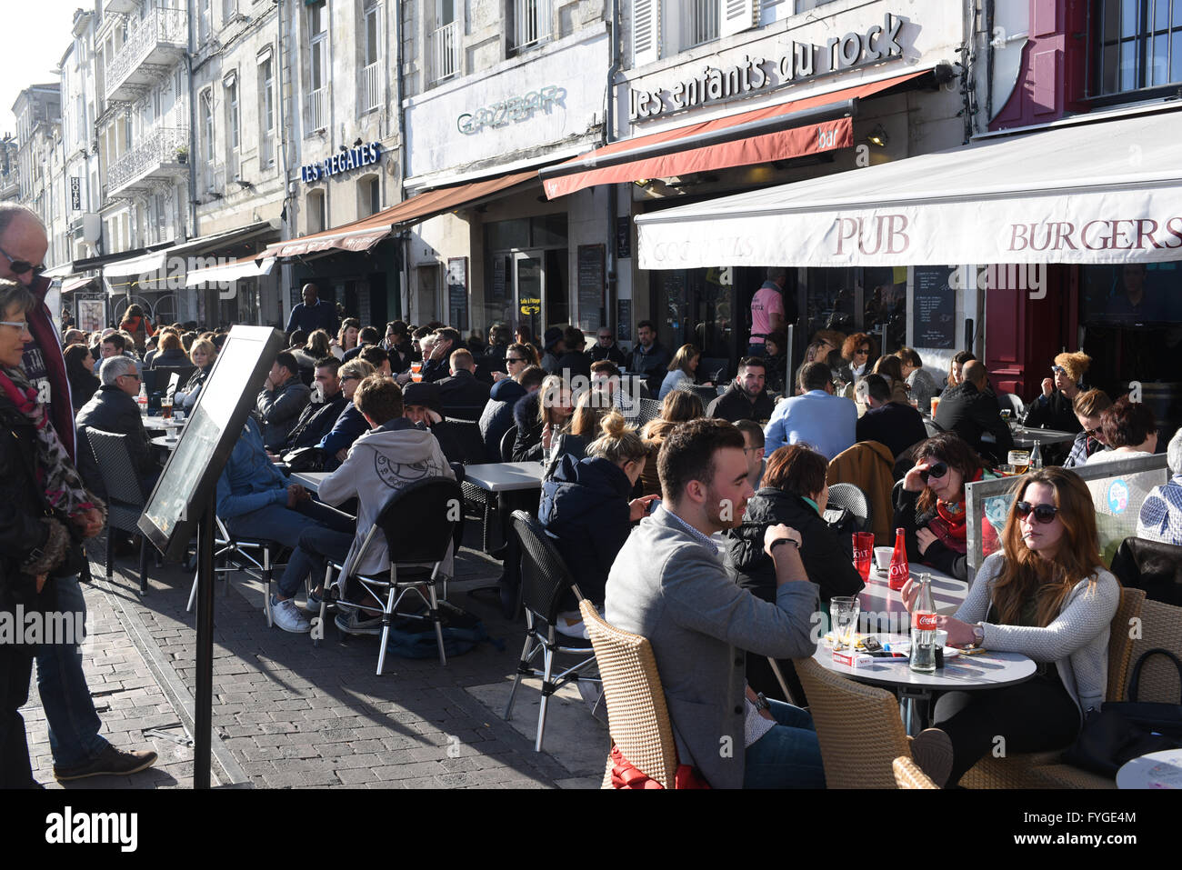 Old Port cafe terrace outside drinking coffee Stock Photo - Alamy