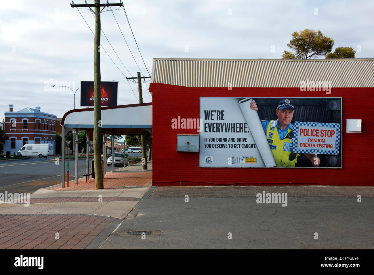 Police drink driving warning billboard, Boulder gold mining town ...