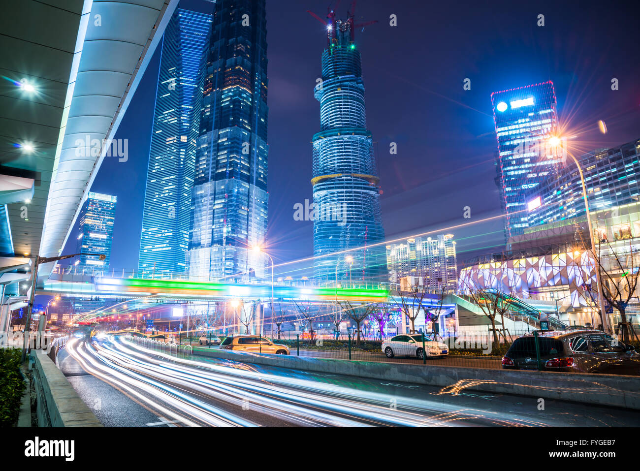 night scene of modern city Stock Photo - Alamy