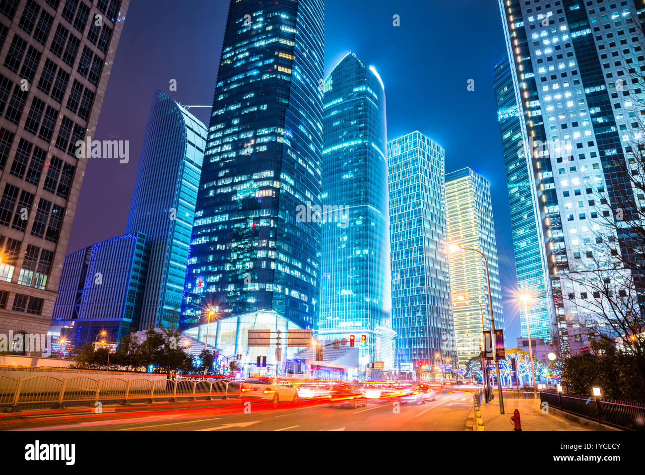 night scene of modern city Stock Photo - Alamy