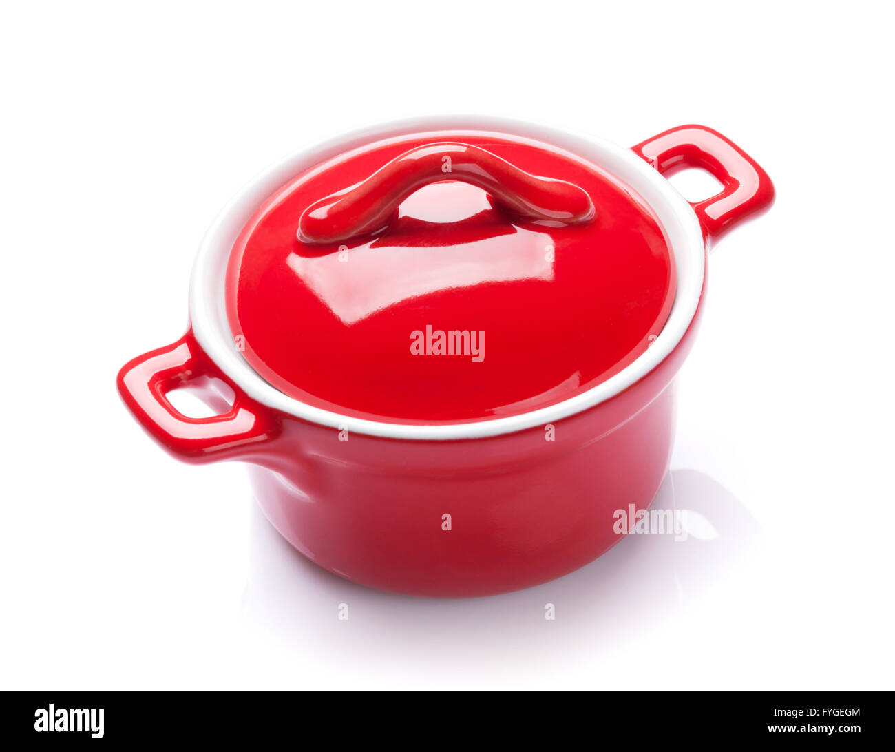 Red saucepan. Isolated on white background Stock Photo - Alamy