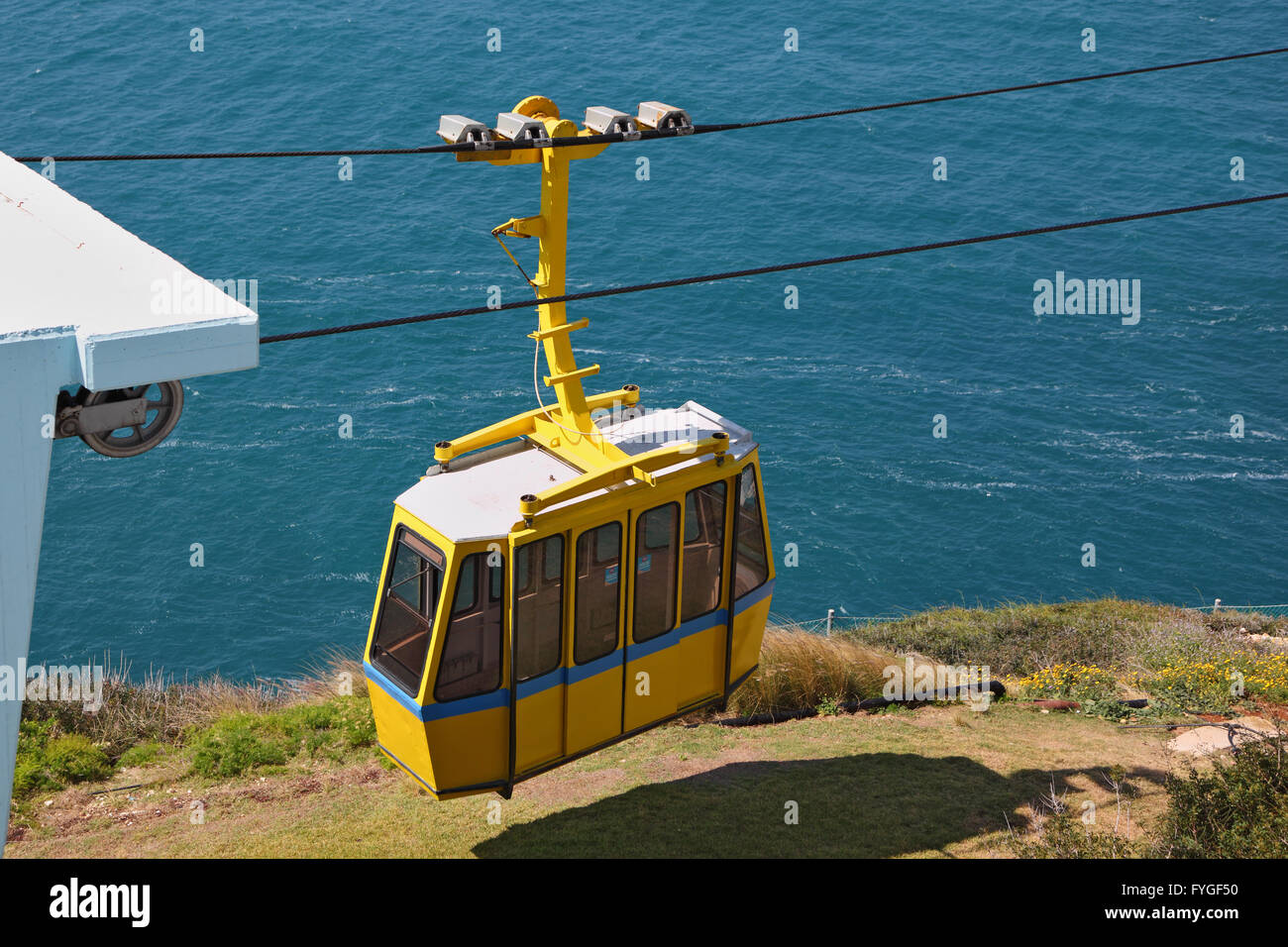 The cable car in entertaining center on border of Israel Stock Photo ...