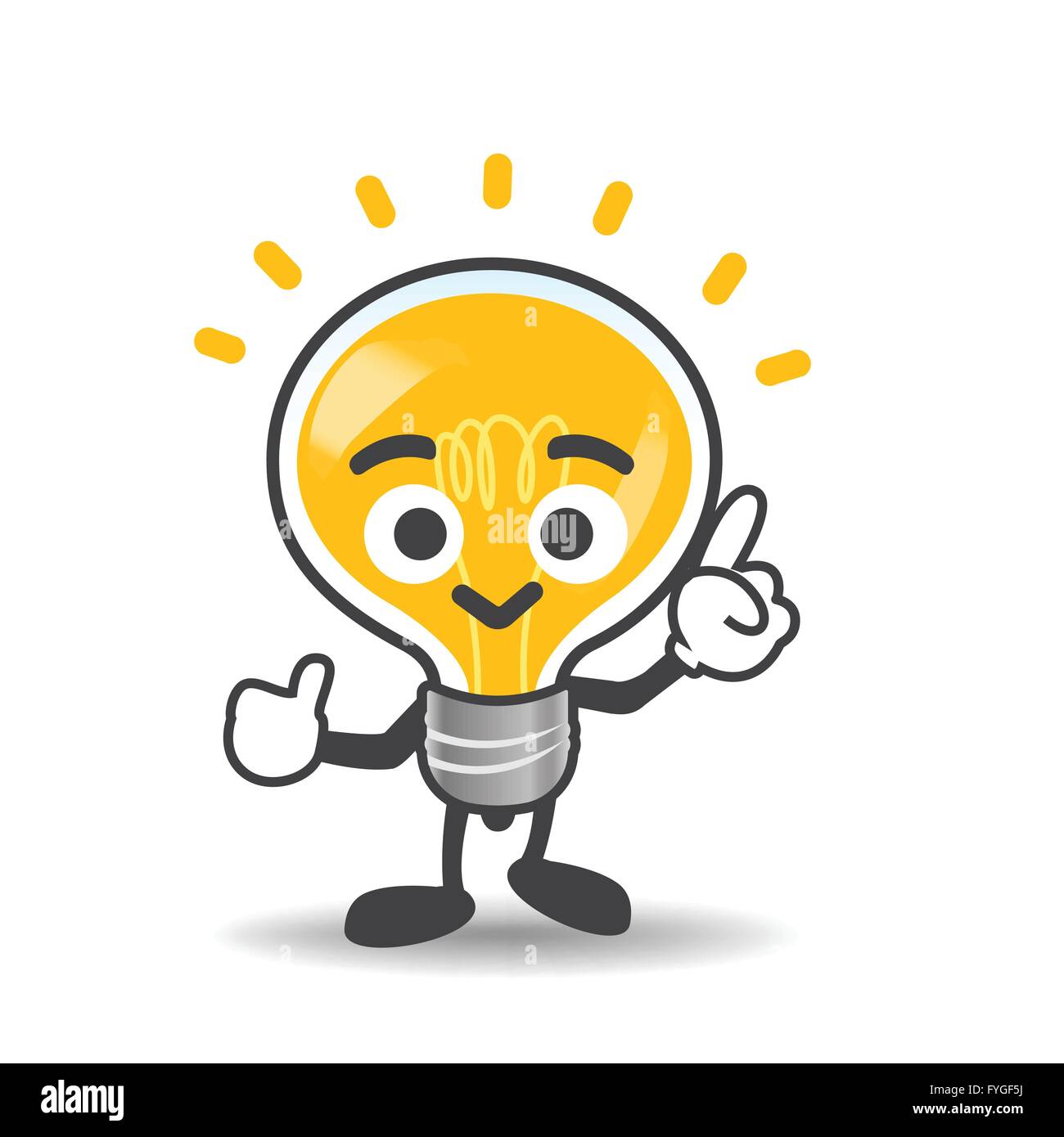 Cartoon funny light bulb pointing Cut Out Stock Images & Pictures - Alamy