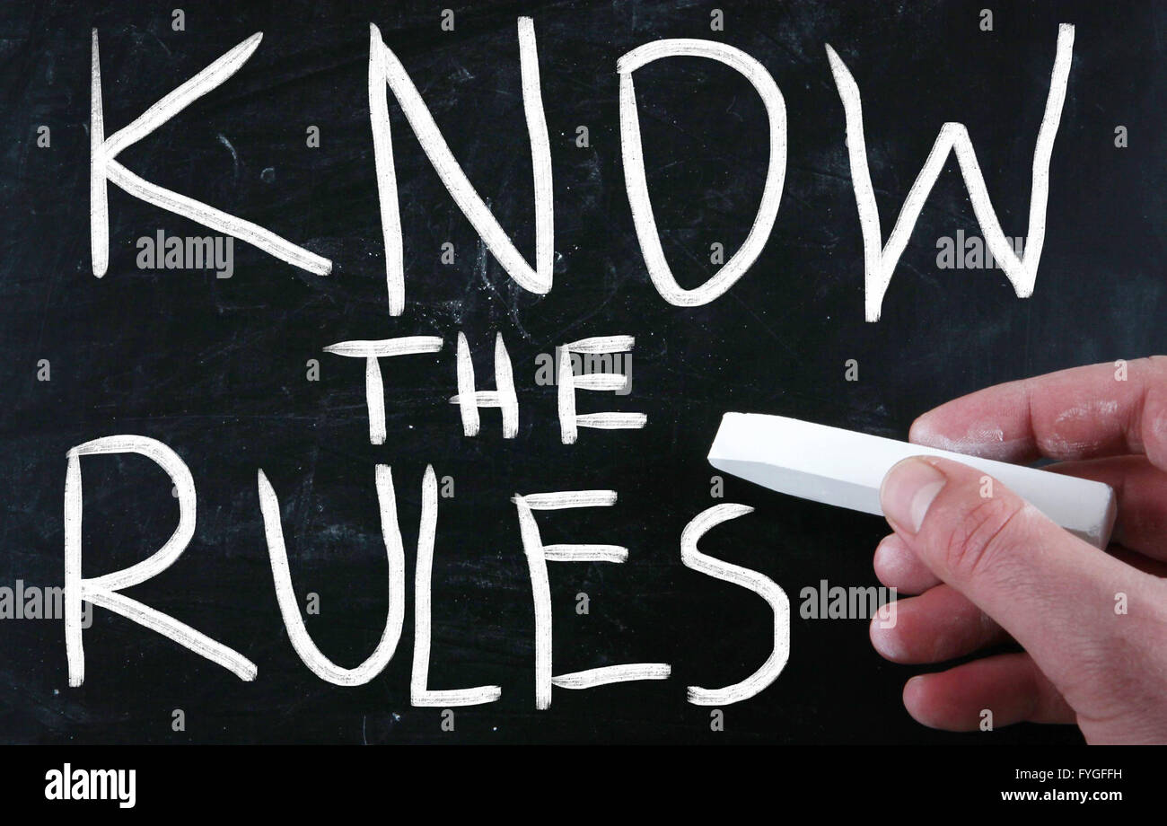 Know the rules handwritten with white chalk on a blackboard Stock Photo ...
