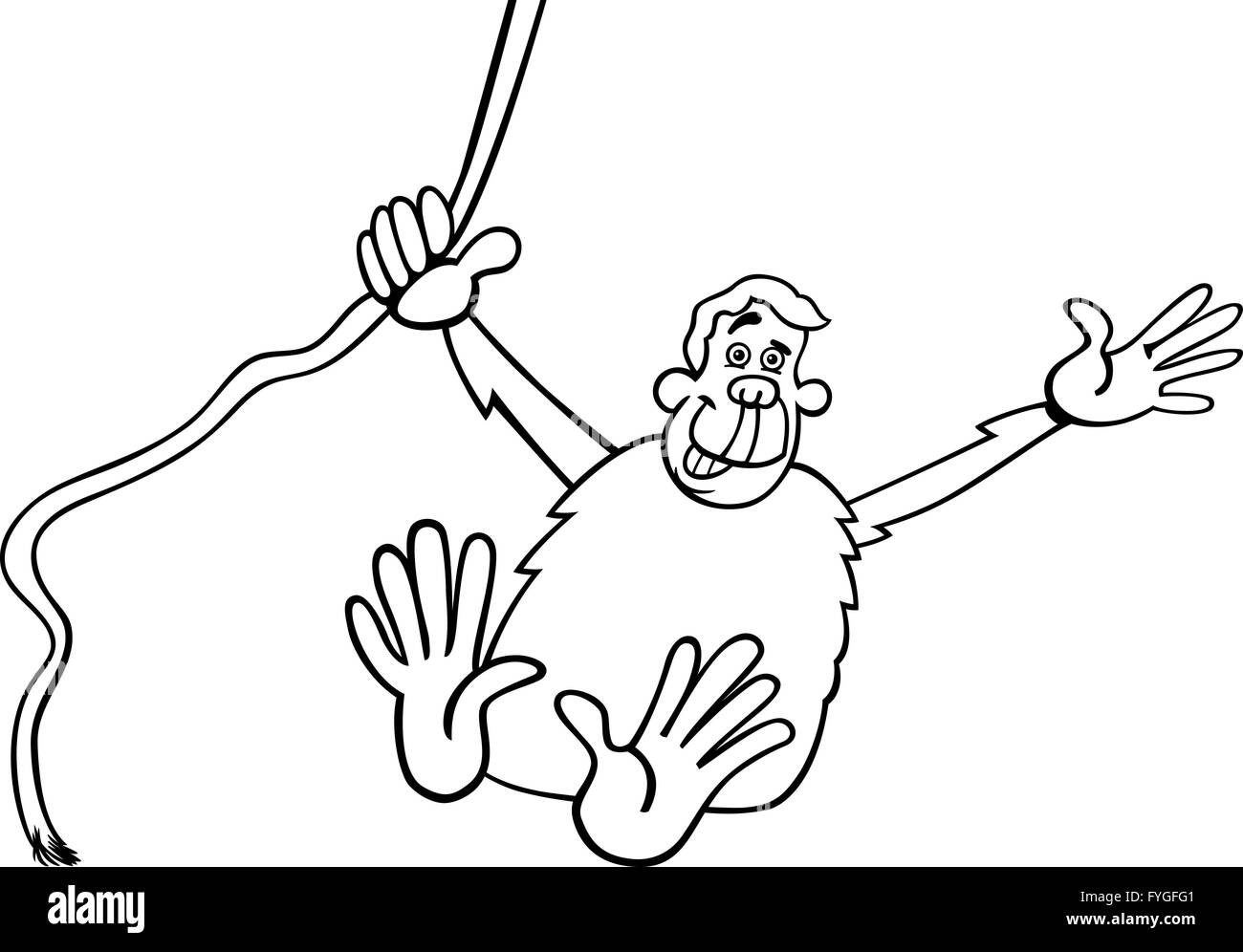 chimp cartoon illustration for coloring Stock Photo - Alamy