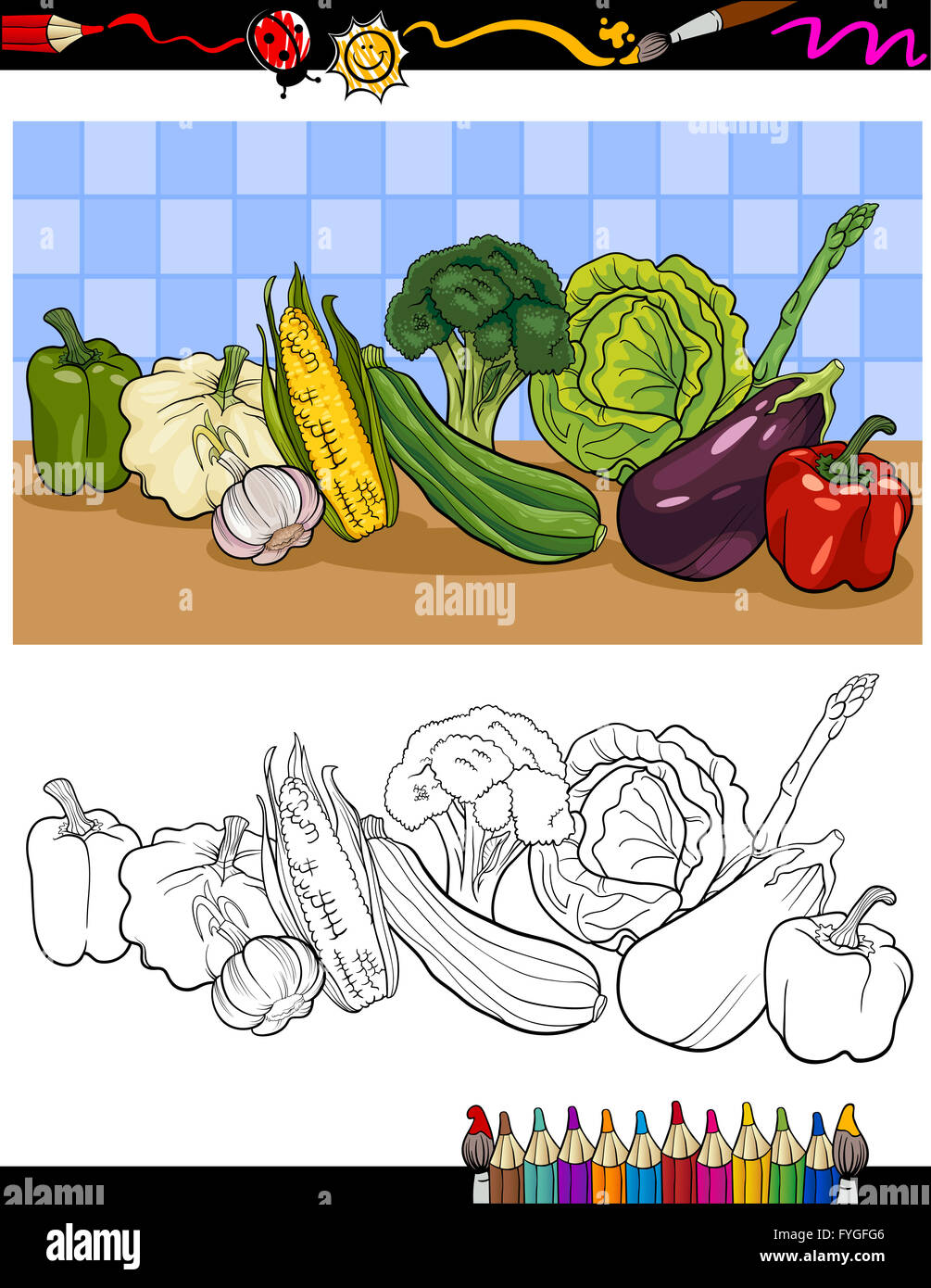 Zucchini vegetable cartoon coloring book hi-res stock photography and ...