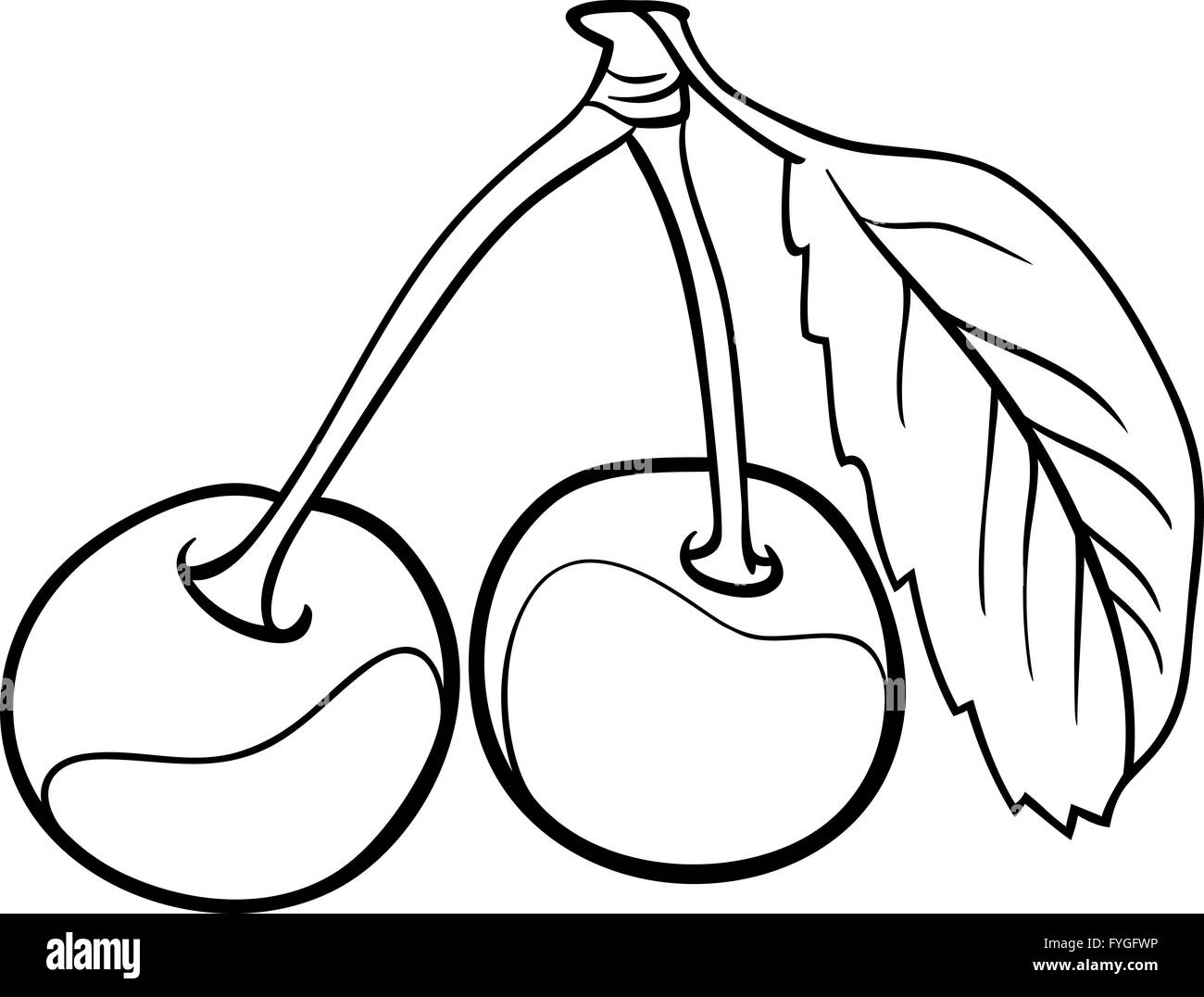 cherry illustration for coloring book Stock Photo - Alamy