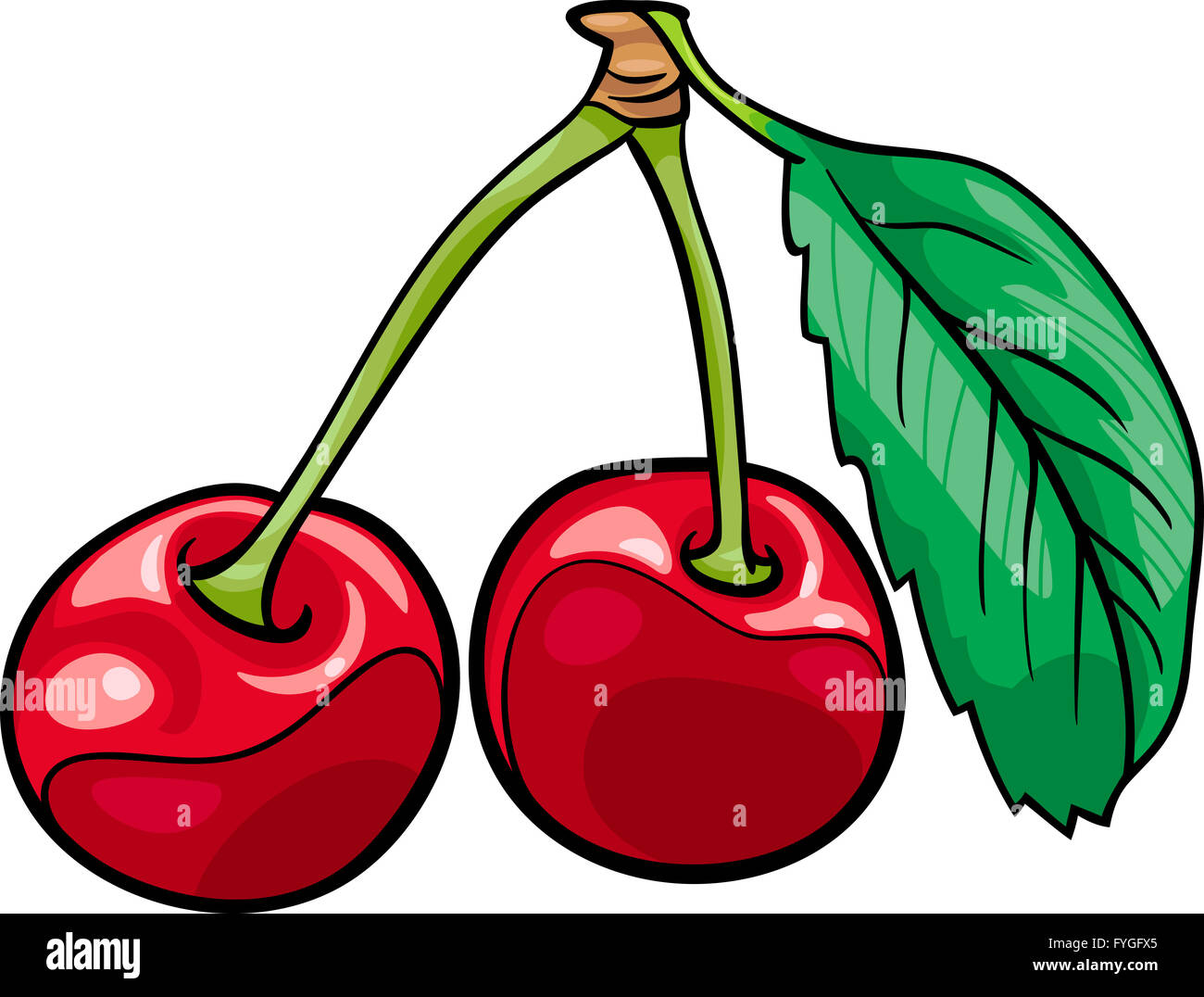 cherry fruits cartoon illustration Stock Photo - Alamy