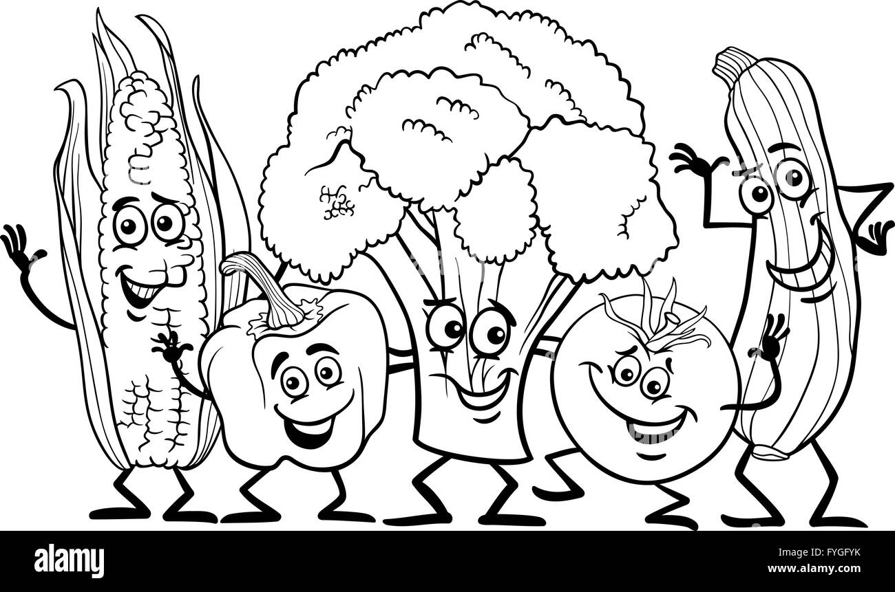 comic vegetables for coloring book Stock Photo - Alamy