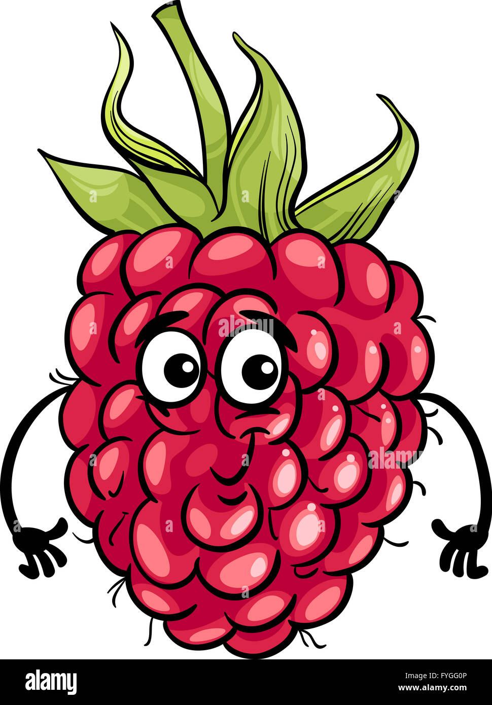funny raspberry fruit cartoon illustration Stock Photo - Alamy