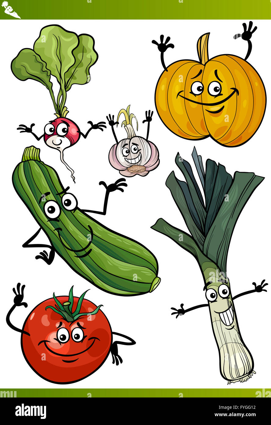 vegetables cartoon illustration set Stock Photo - Alamy