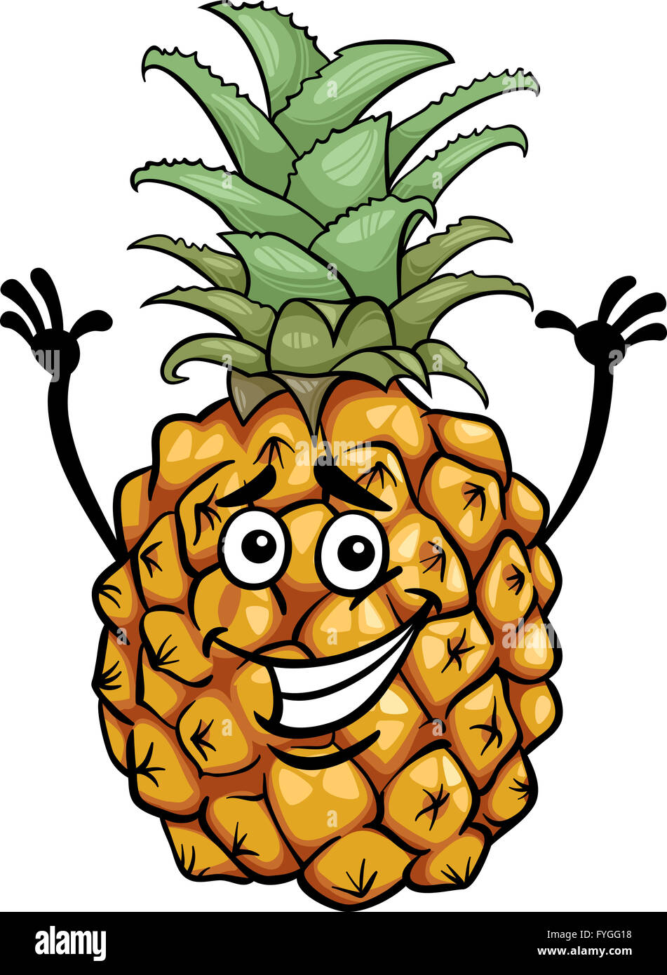 funny pineapple fruit cartoon illustration Stock Photo - Alamy