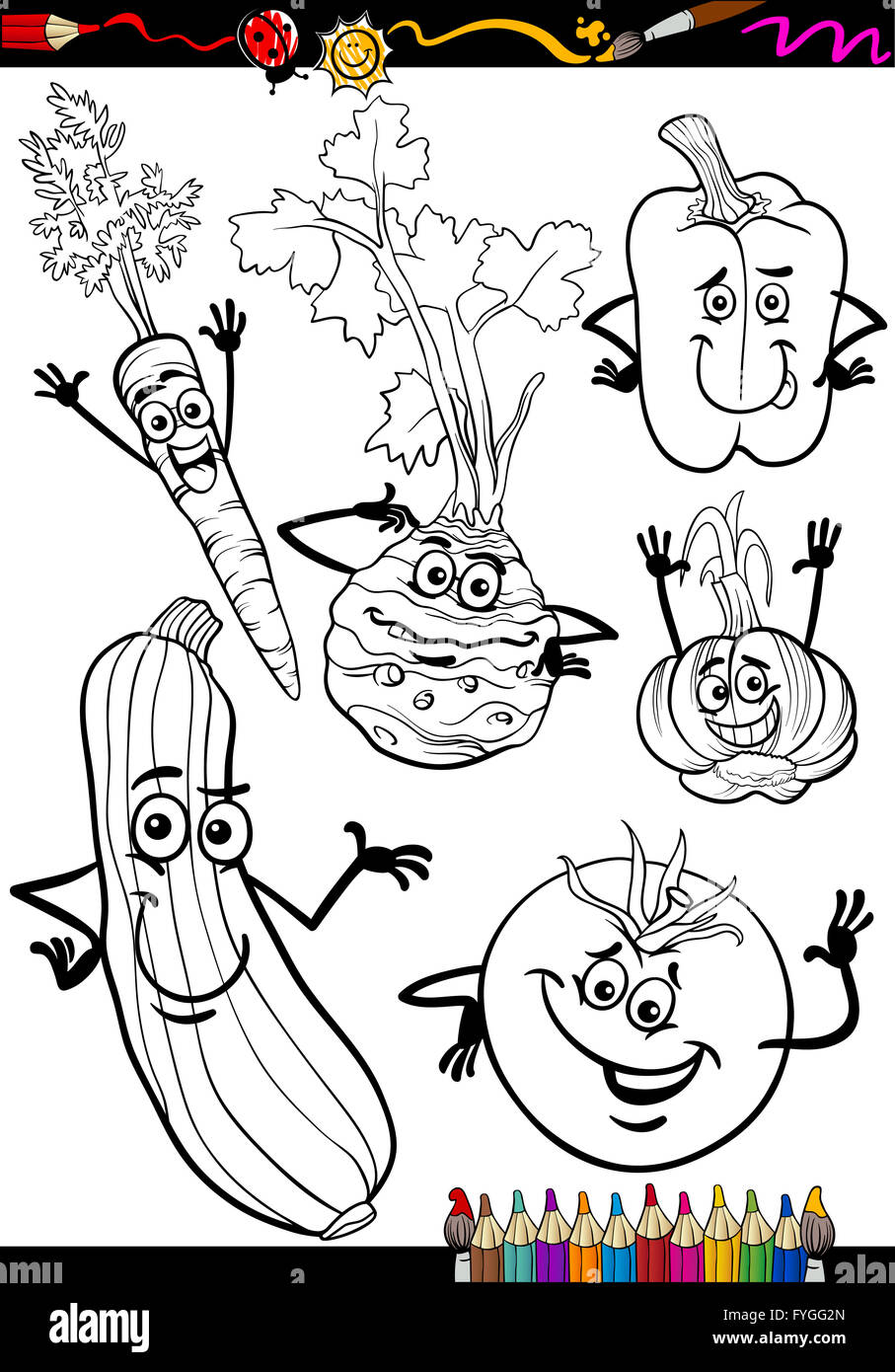 Cartoon vegetables coloring book hi-res stock photography and images ...