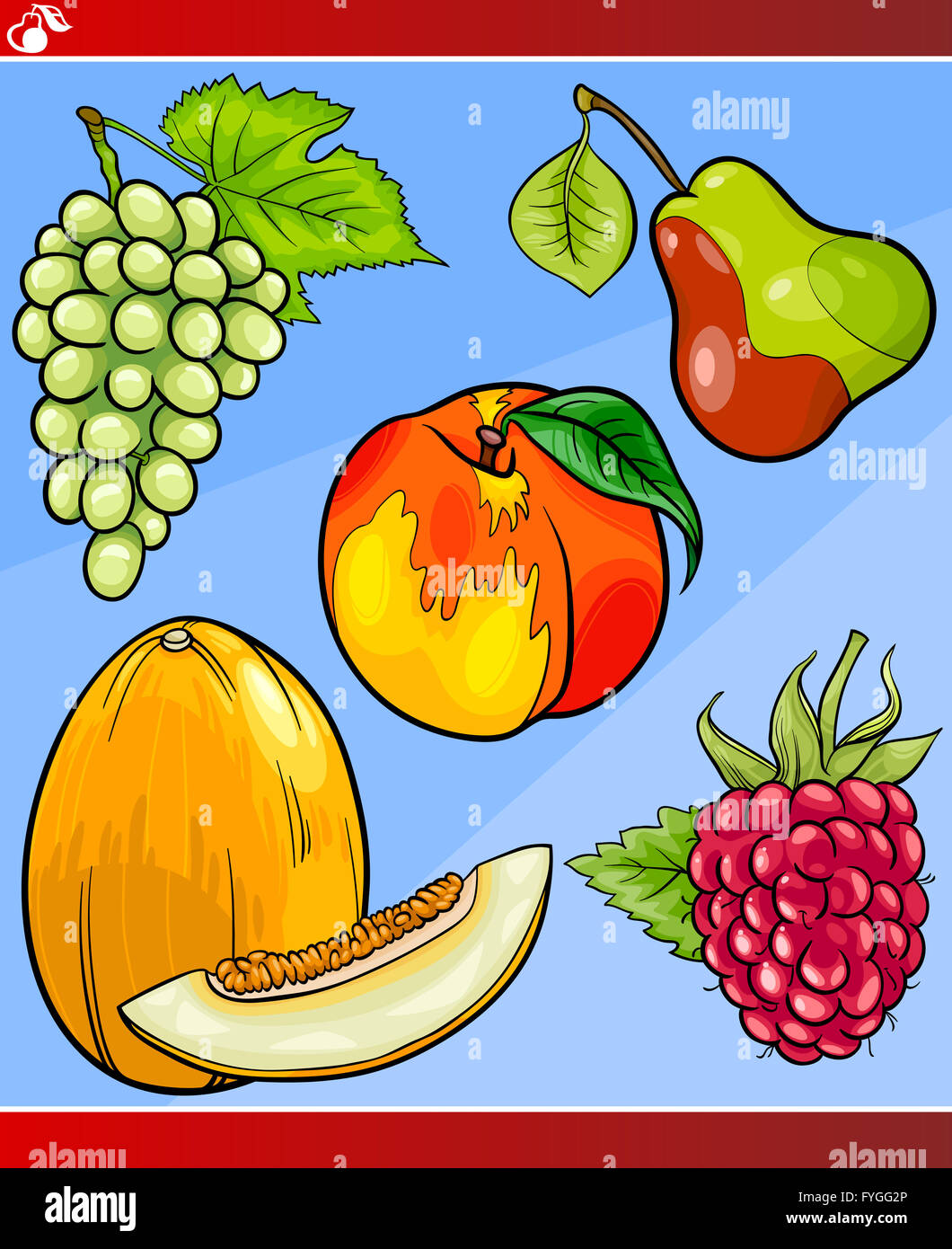 fruits set cartoon illustration Stock Photo - Alamy