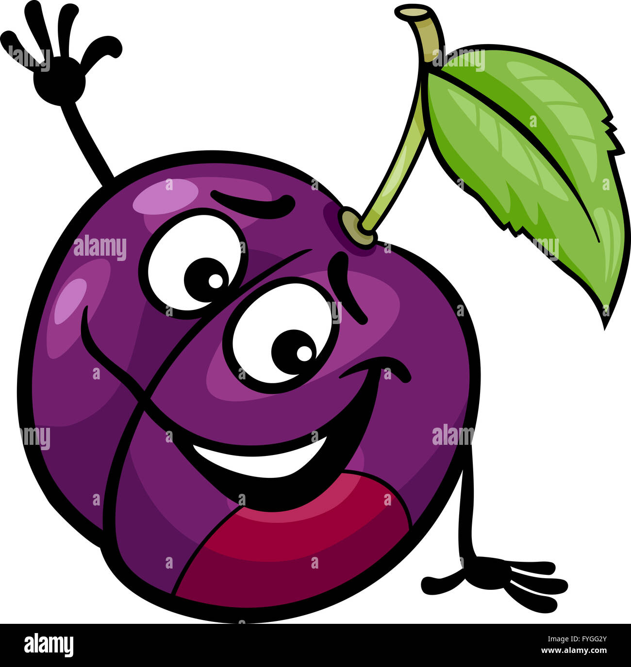 funny plum fruit cartoon illustration Stock Photo - Alamy