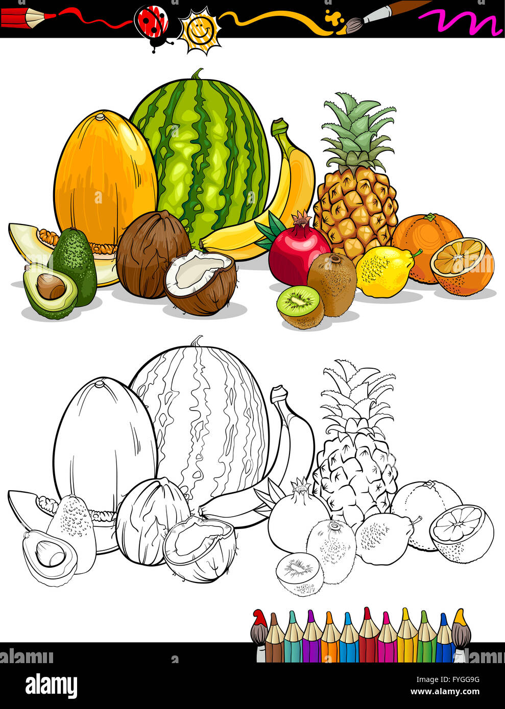 Tropical Fruit Coloring Page