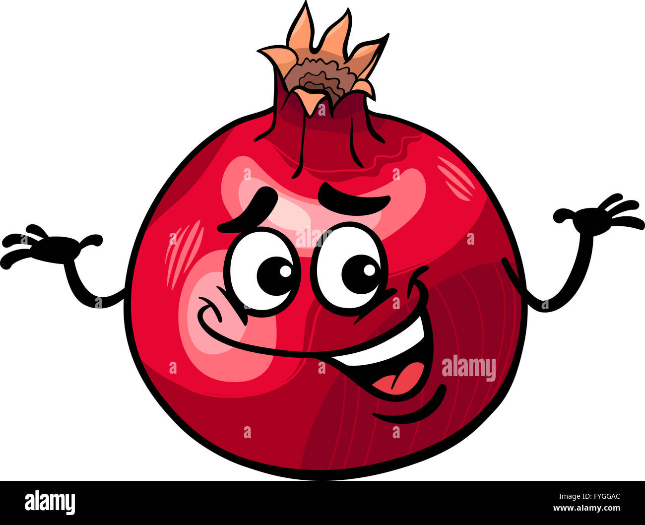 funny pomegranate fruit cartoon illustration Stock Photo - Alamy