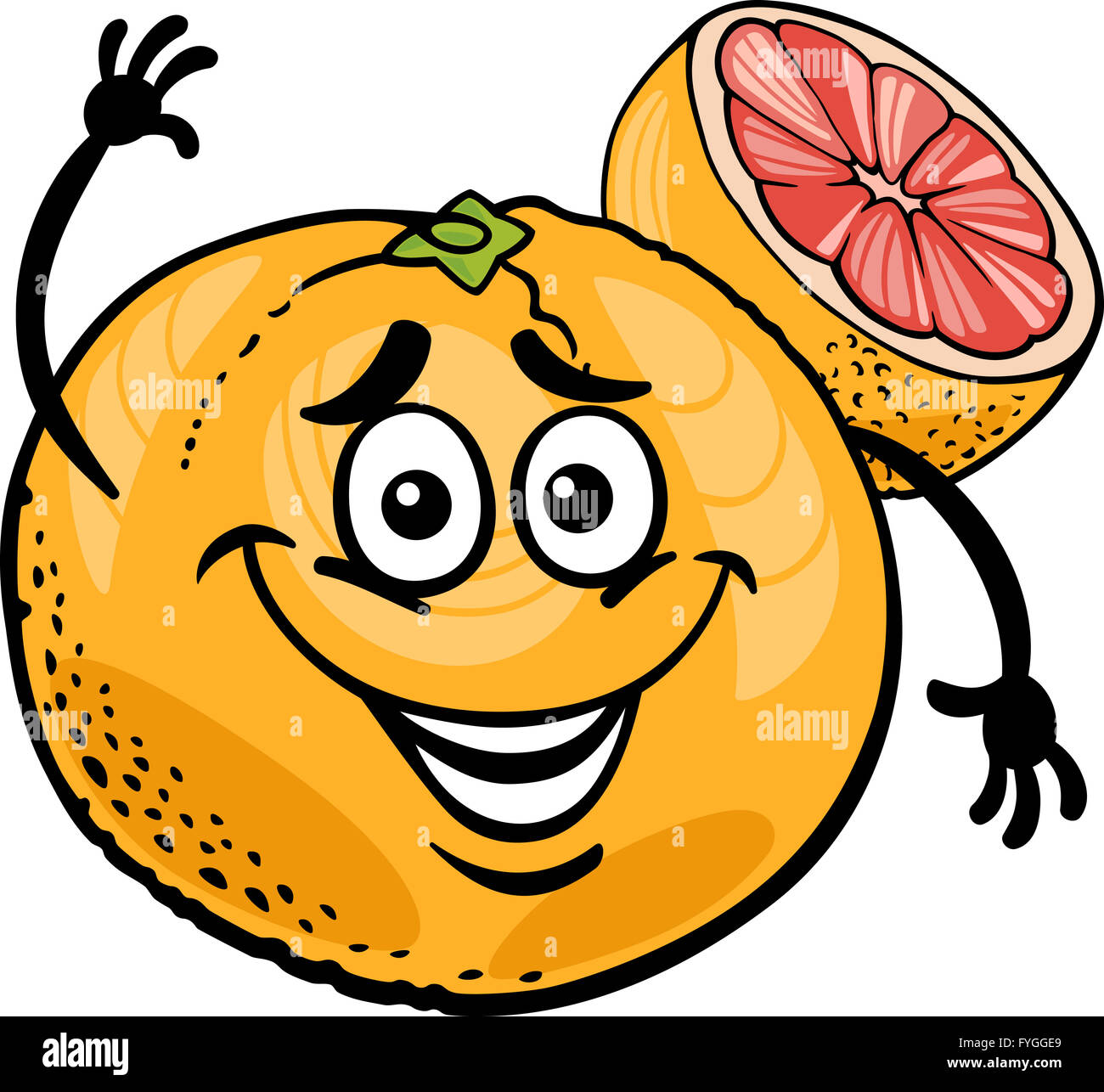 red grapefruit fruit cartoon illustration Stock Photo - Alamy