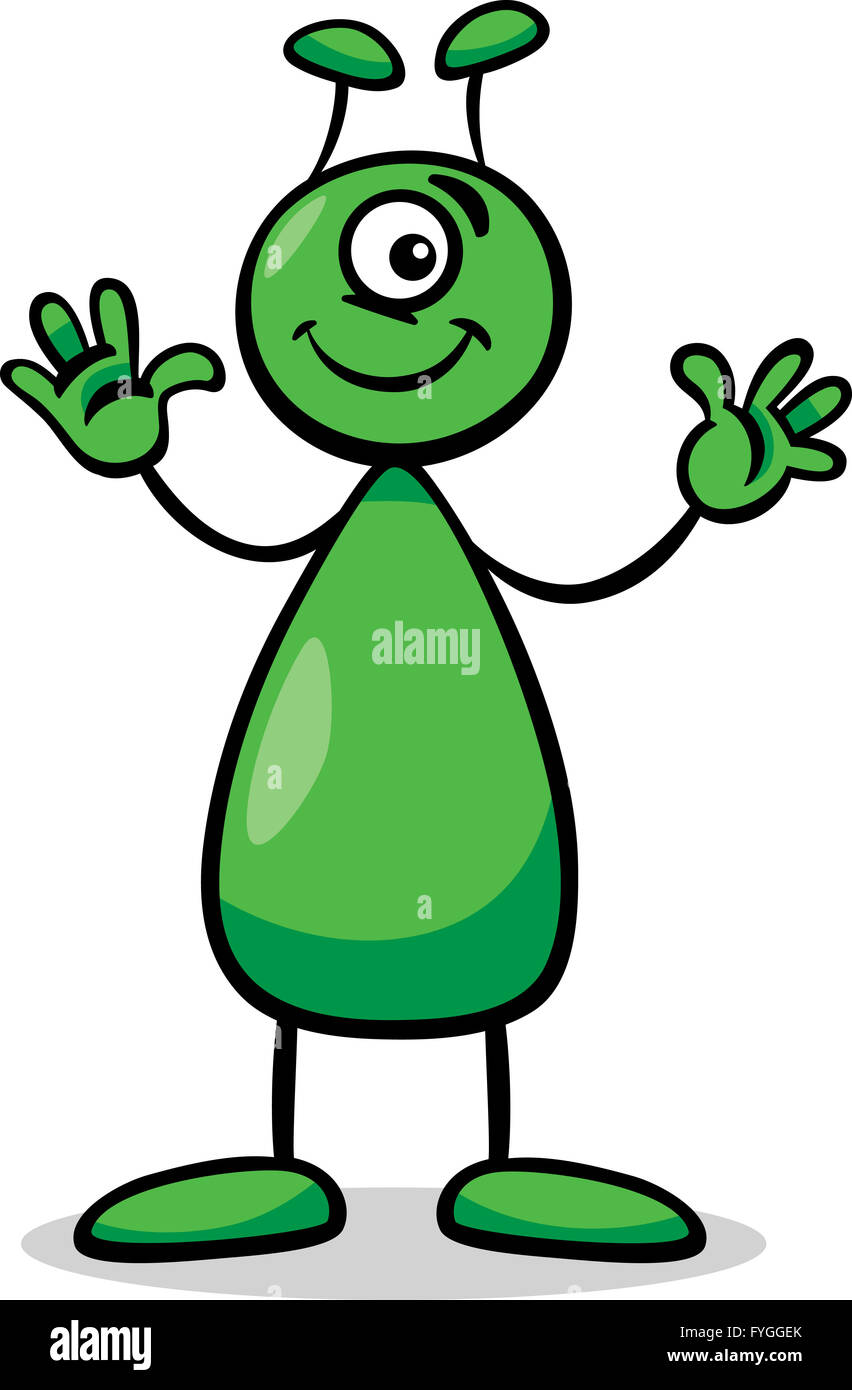 alien or martian cartoon illustration Stock Photo - Alamy