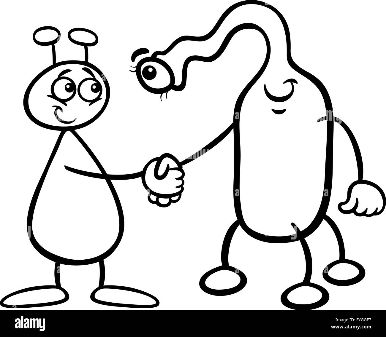 aliens cartoon for coloring book Stock Photo - Alamy