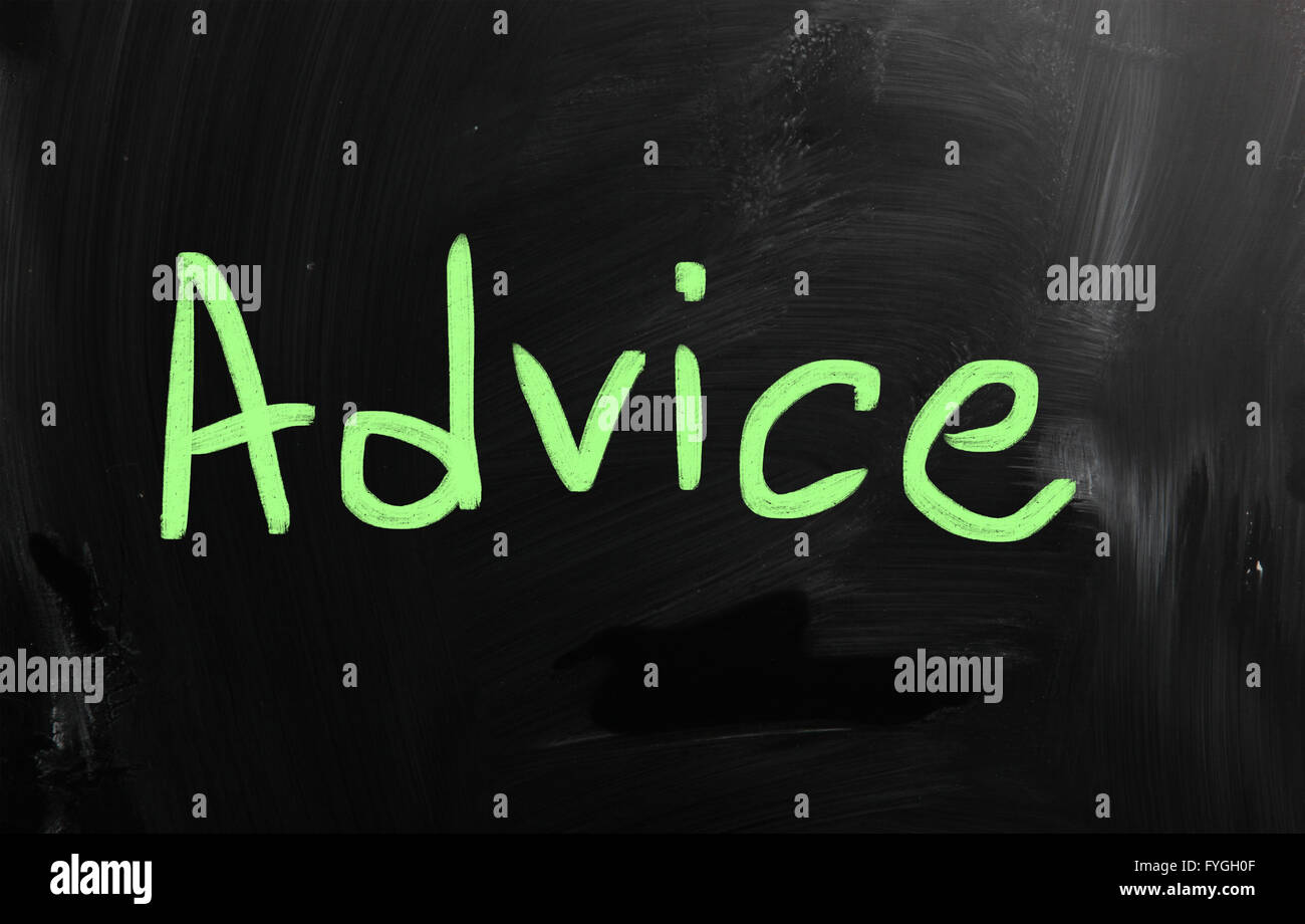 Advice handwritten with white chalk on a blackboard Stock Photo - Alamy
