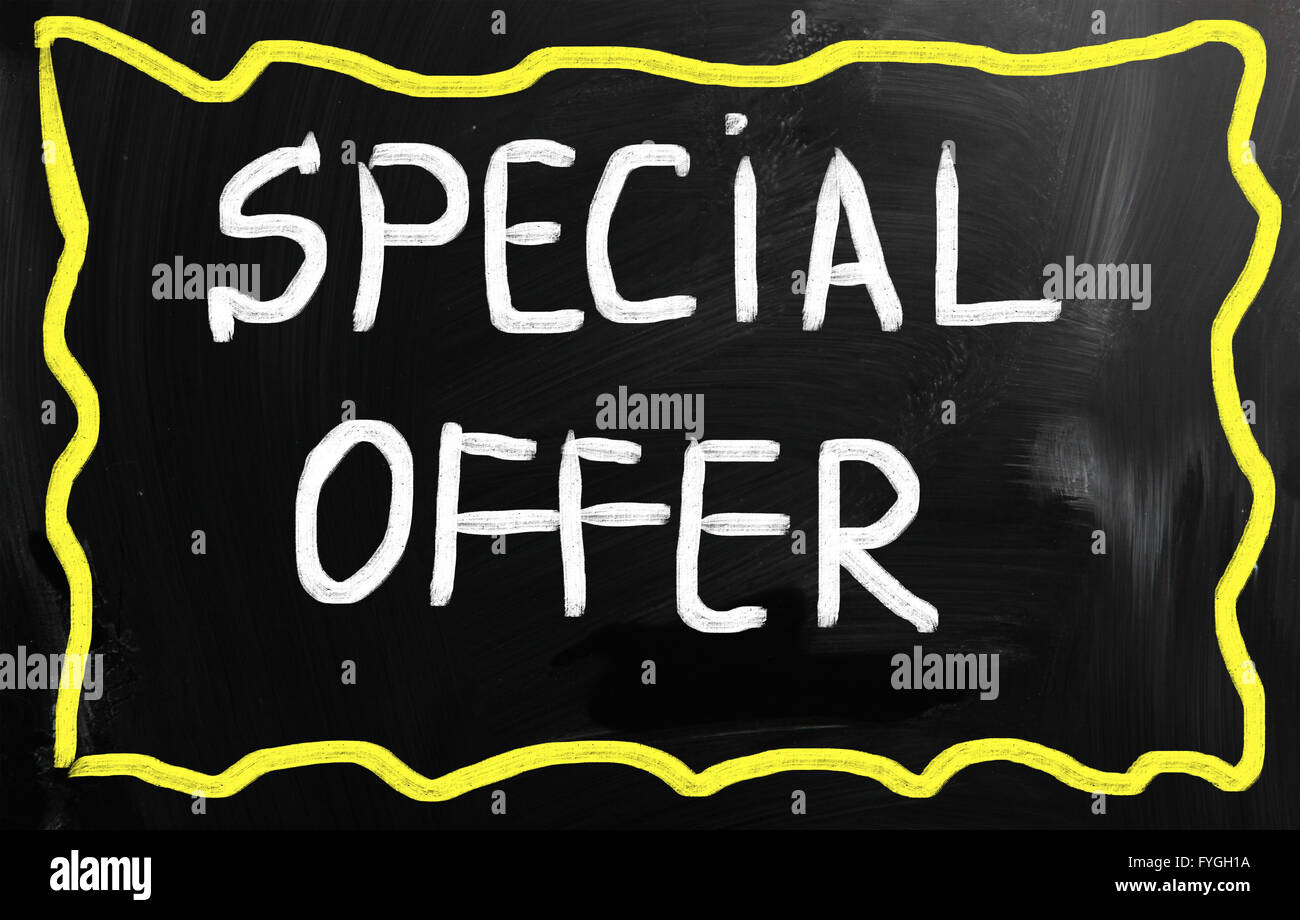 Special offer handwritten with white chalk on a blackboard Stock Photo ...