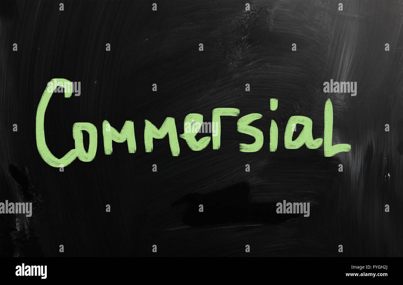 Commercial handwritten with white chalk on a blackboard Stock Photo - Alamy