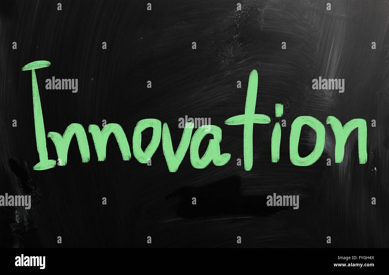 Innovation handwritten with white chalk on a blackboard Stock Photo - Alamy