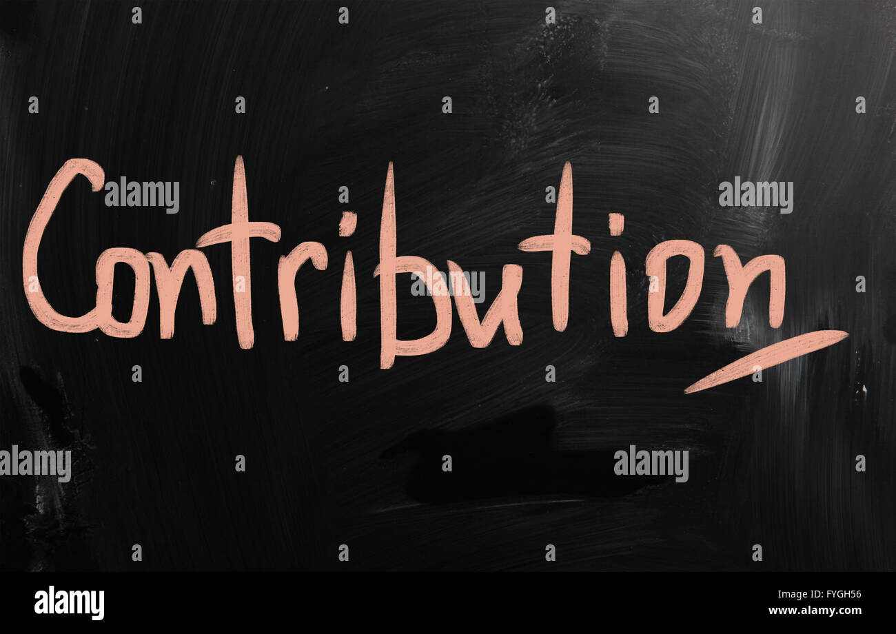 Contribution handwritten with white chalk on a blackboard Stock Photo ...