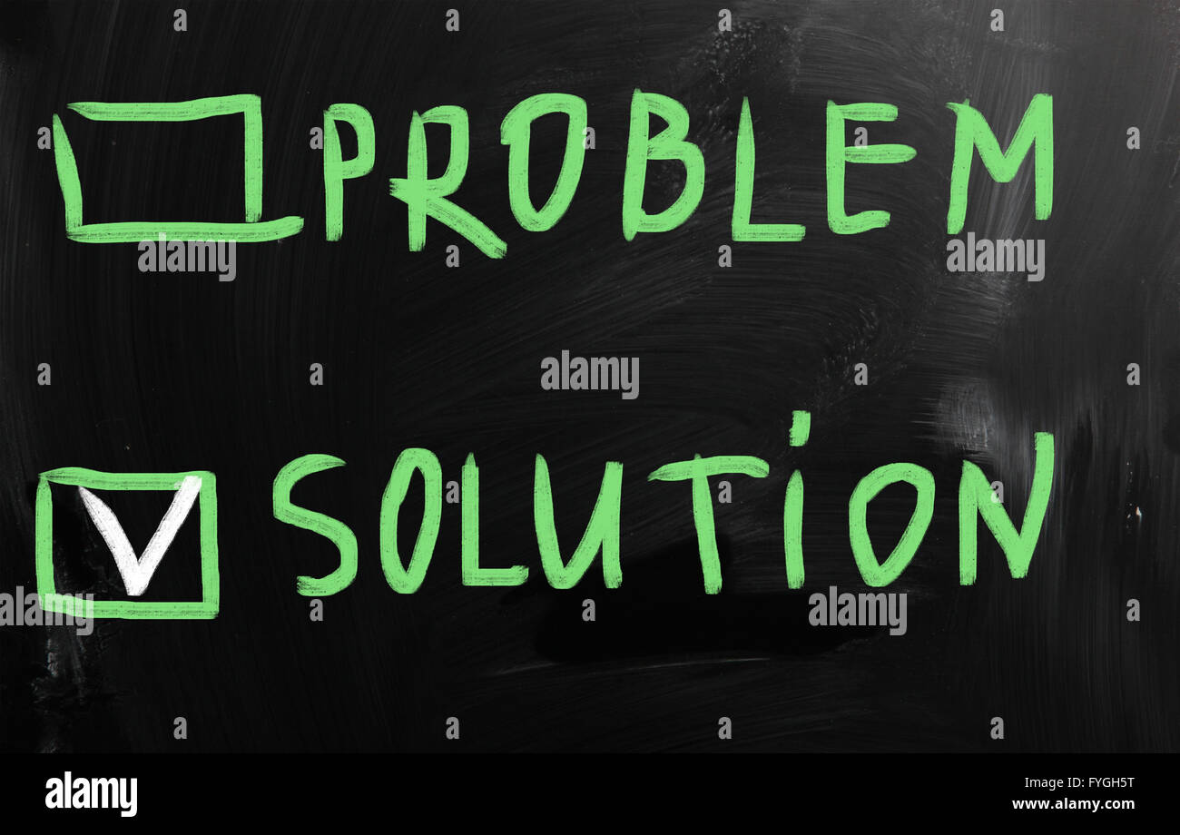 Problem solutions handwritten with white chalk on a blackboard Stock ...