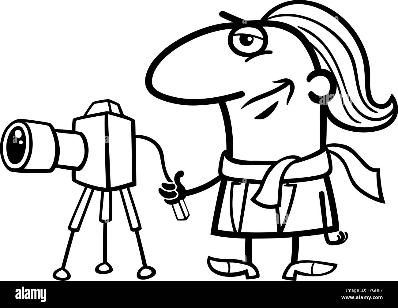 photographer cartoon coloring page Stock Photo - Alamy