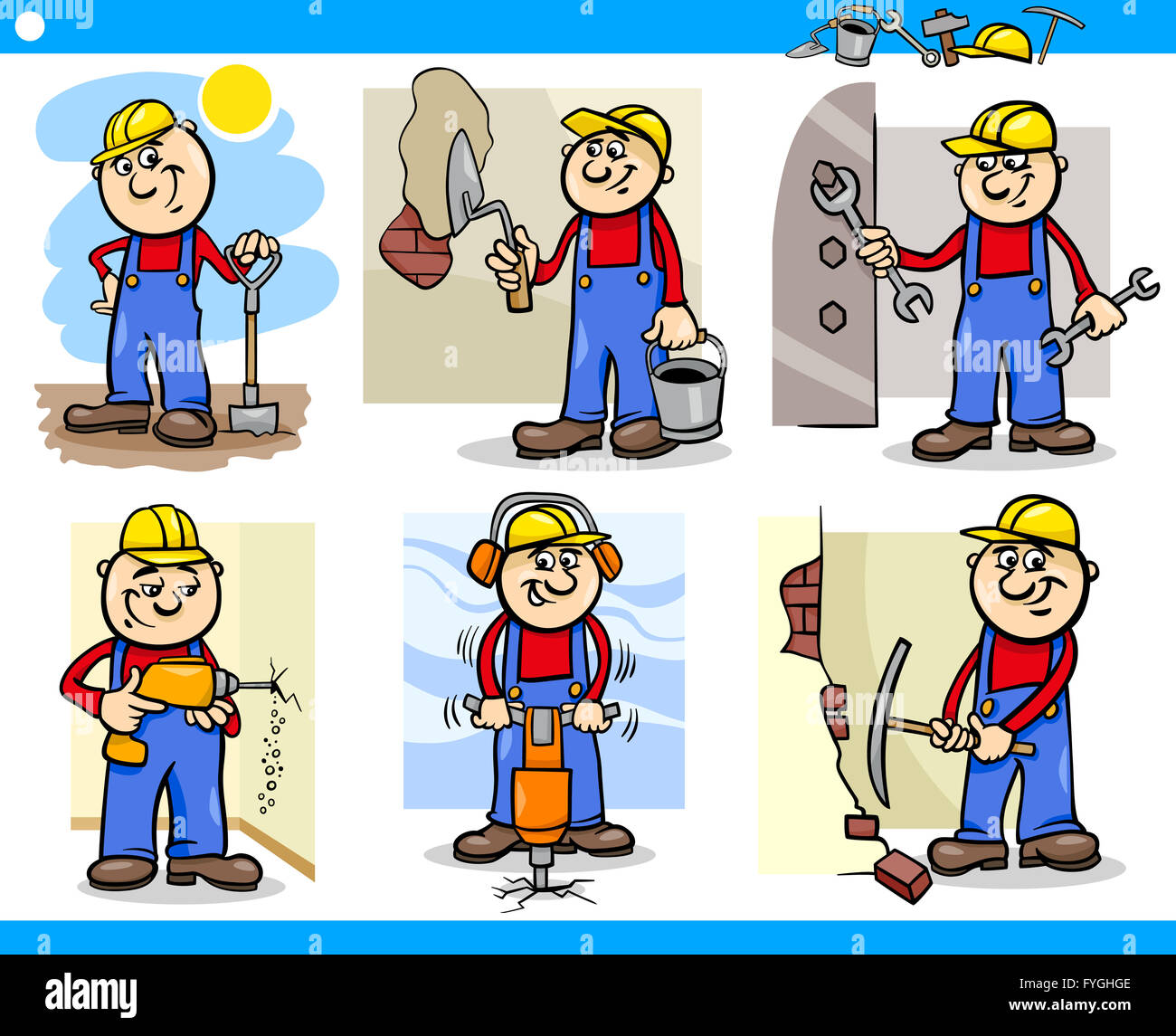 Cartoon illustration man workman pneumatic hi-res stock photography and ...