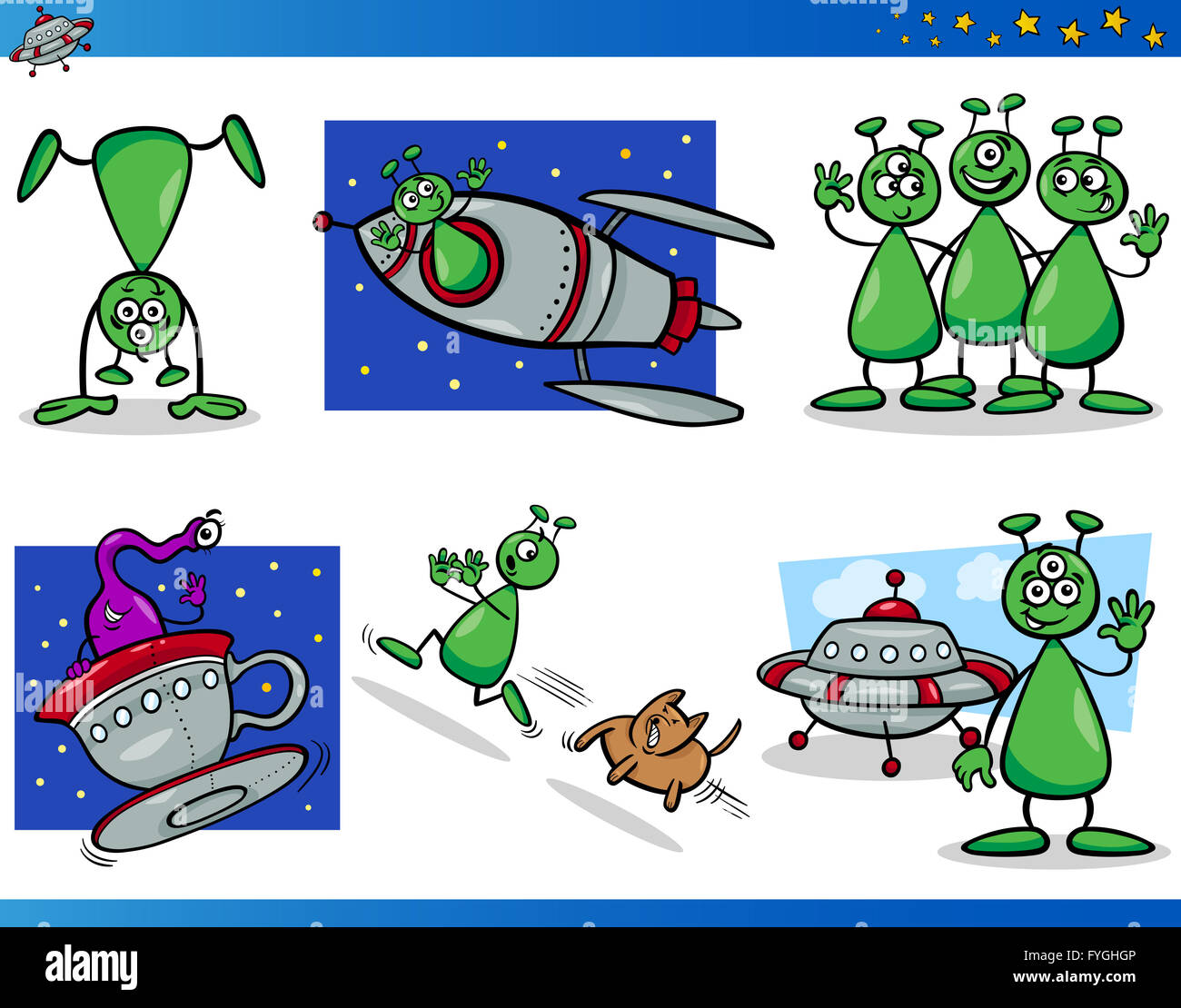 Aliens martians cartoon illustration hi-res stock photography and ...