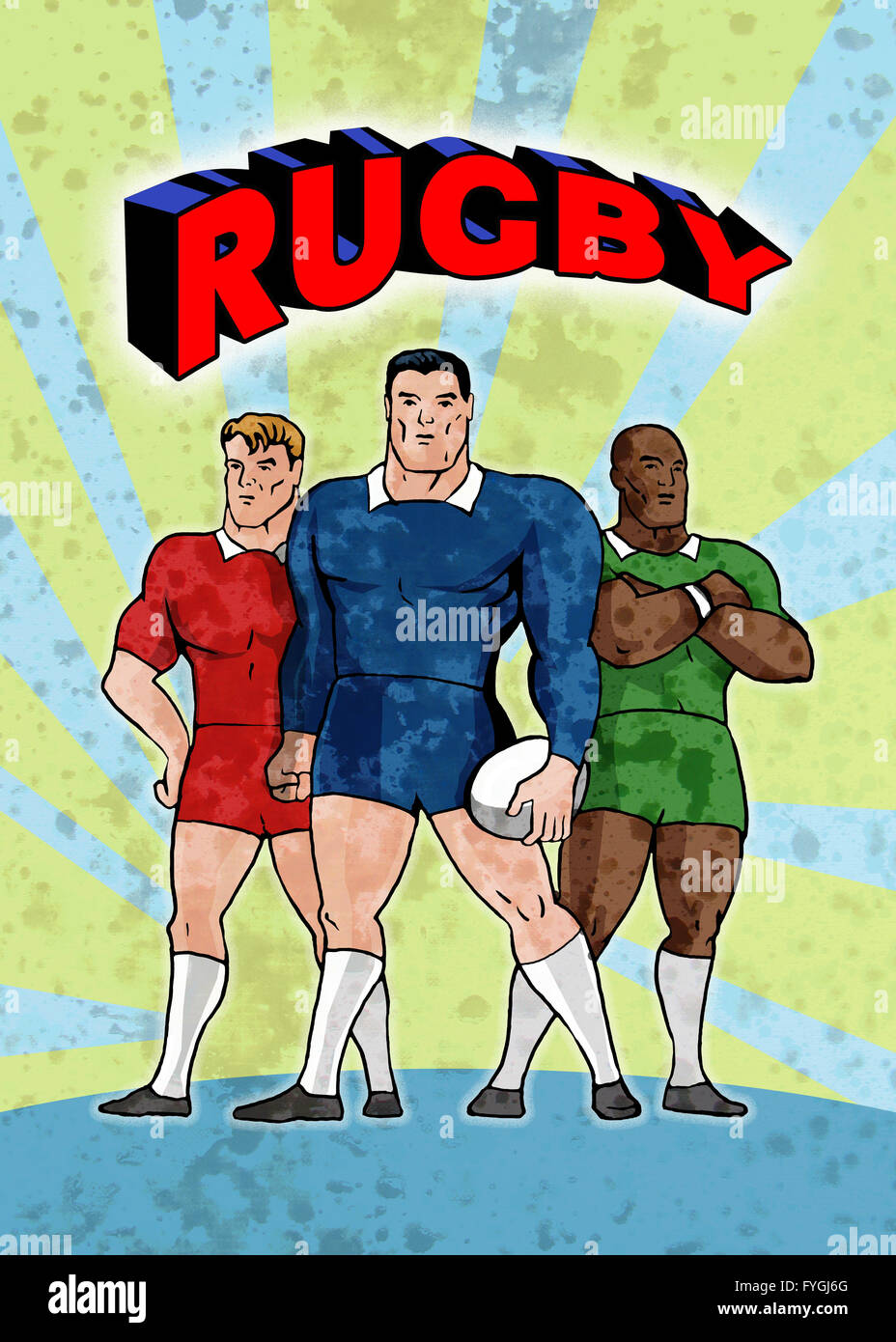 rugby player standing poster Stock Photo - Alamy