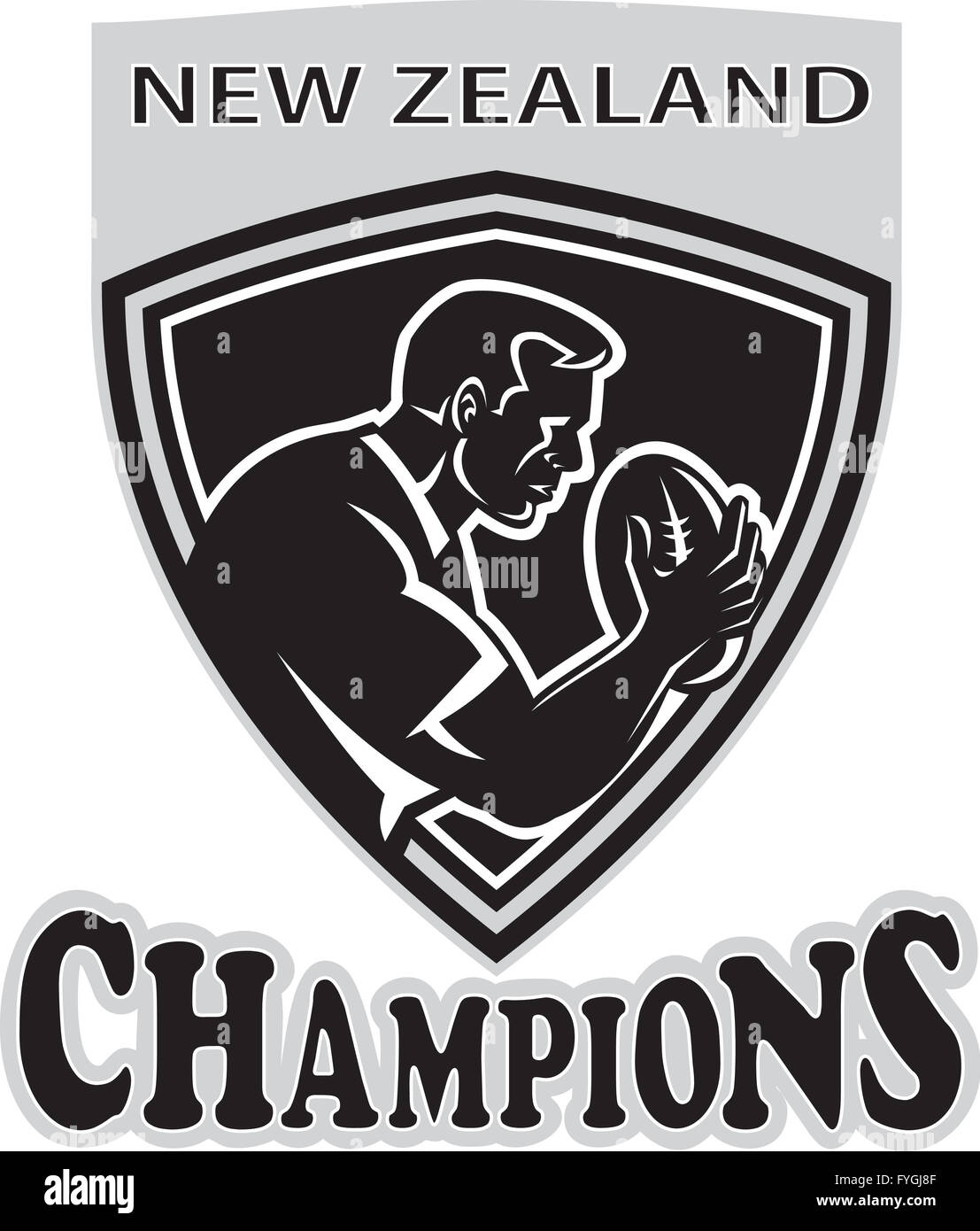 Rugby player New Zealand Champions shield Stock Photo - Alamy