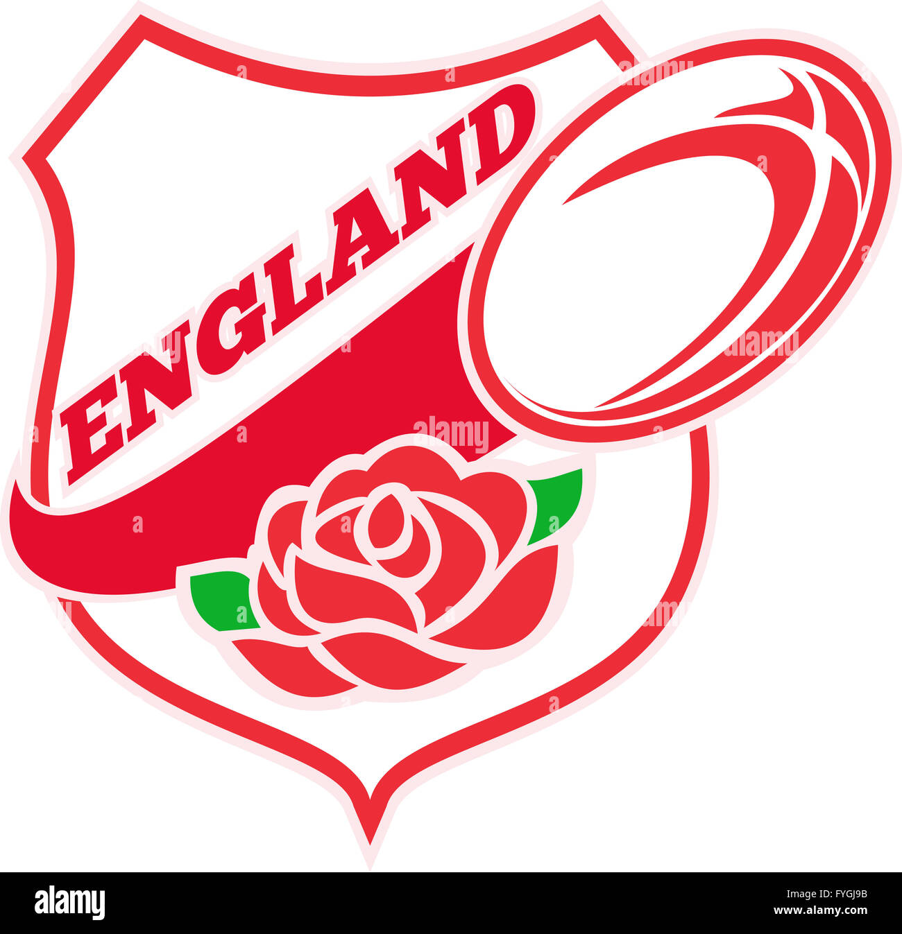 Rugby England English Rose Ball Shield Stock Photo - Alamy